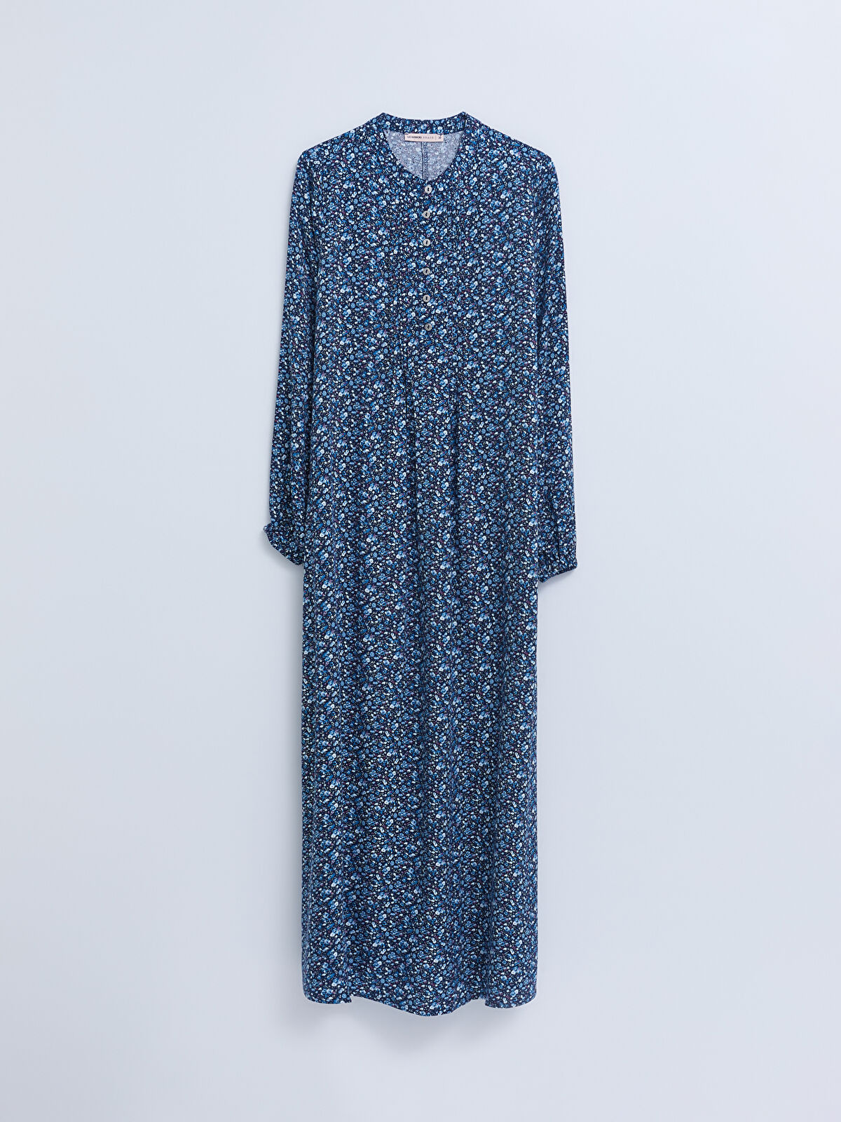 LCW GRACE Bisiklet Yaka Desenli Uzun Kollu A Kesim Belmando Kumaş Kadın Elbise