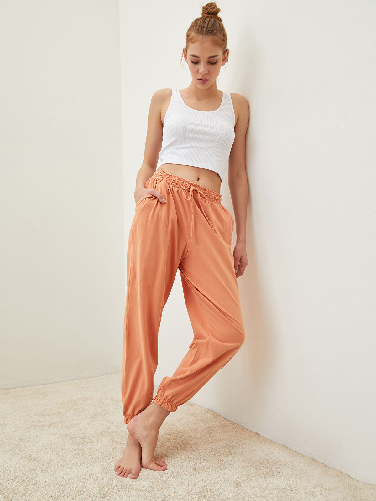 LCW DREAM Beli Lastikli Düz Kadın Pamuklu Pijama Altı