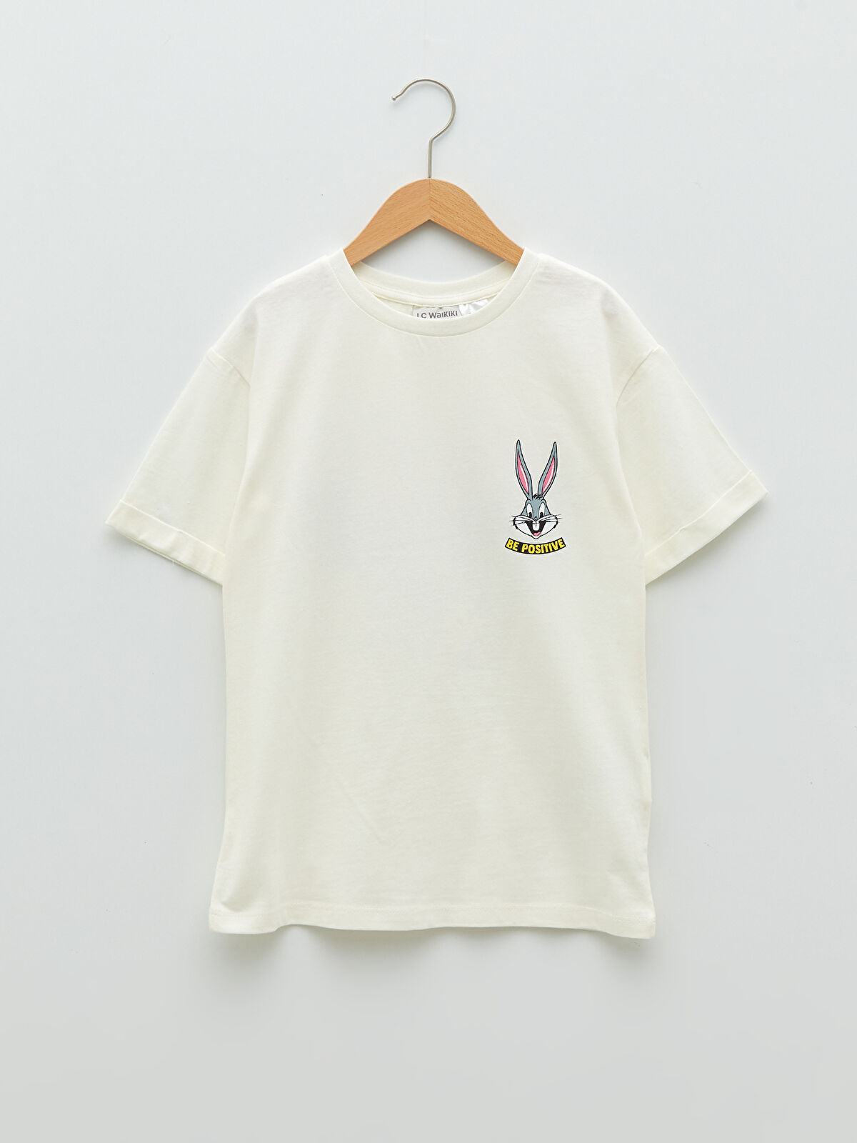 Bisiklet Yaka Bugs Bunny Baskılı Kısa Kollu Pamuklu Erkek Çocuk Tişört