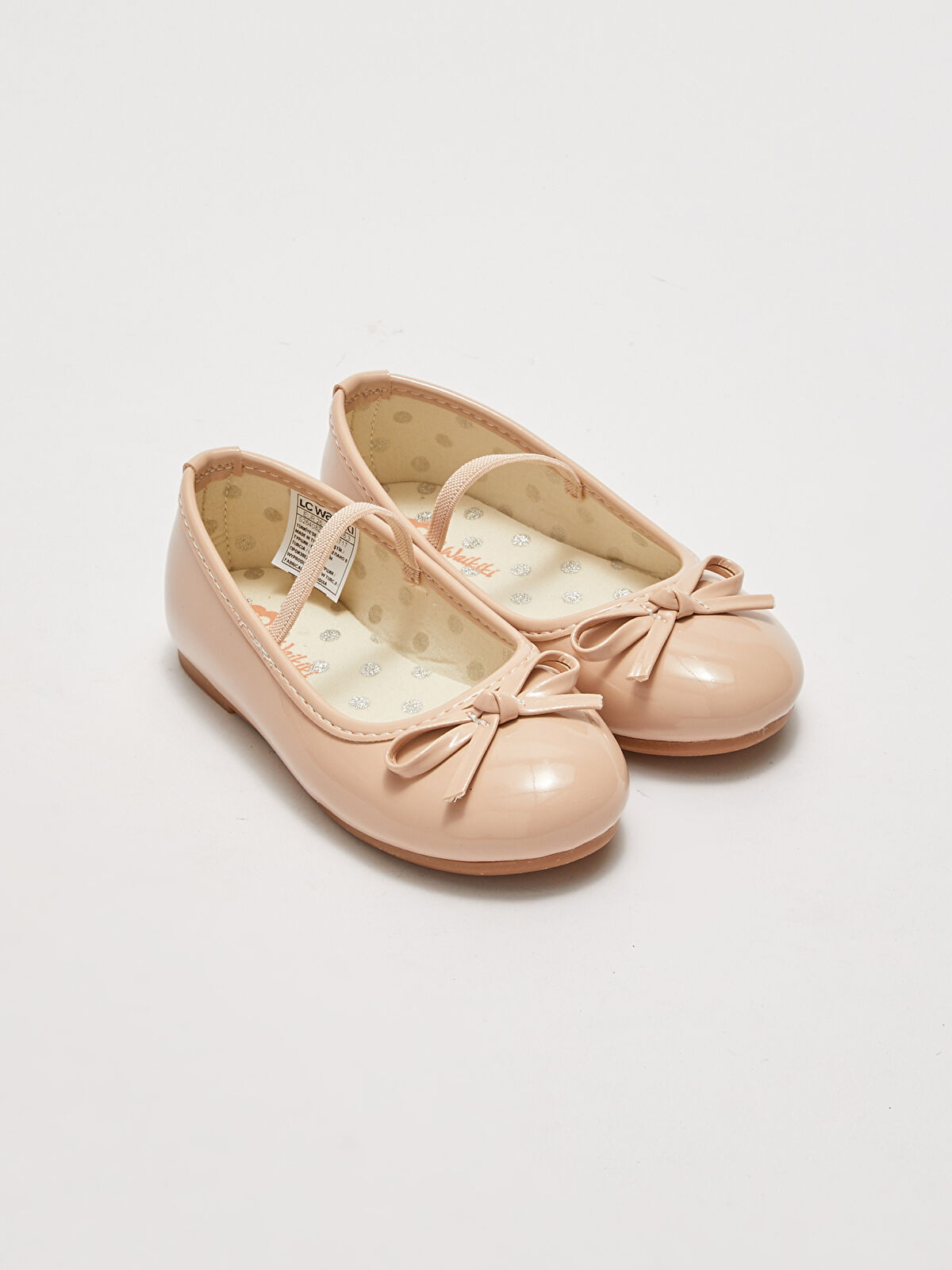 Deri Görünümlü Fiyonk Detaylı Kız Bebek Babet