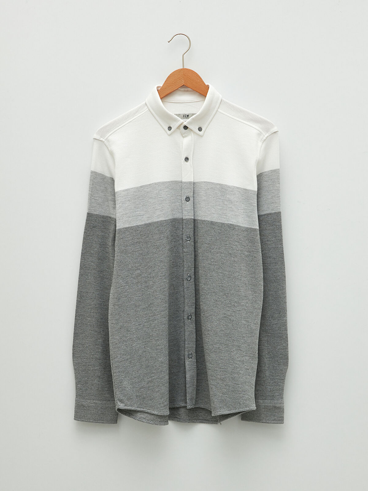 LCW VISION Slim Fit Uzun Kollu Renk Bloklu Erkek Gömlek