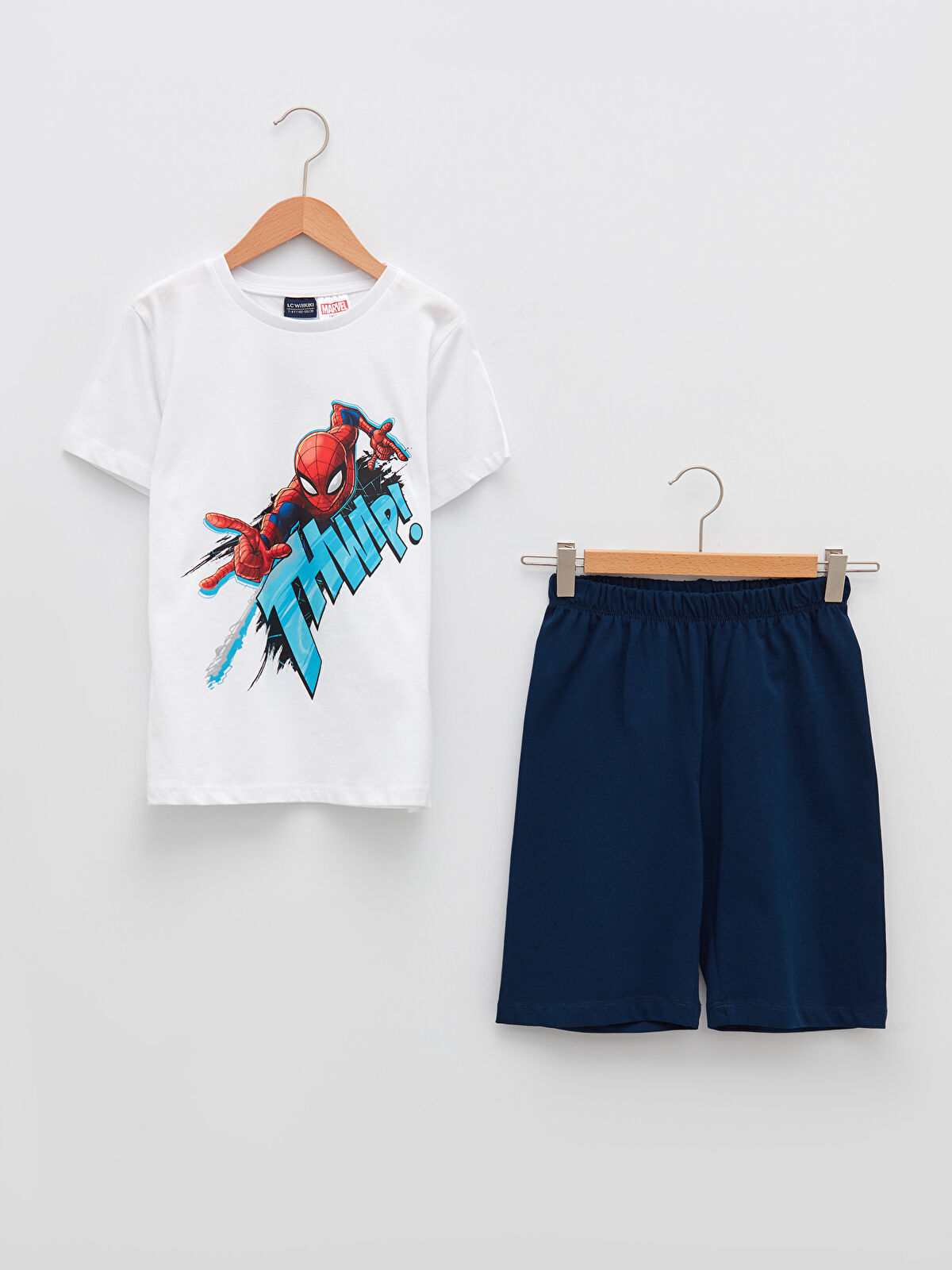 Bisiklet Yaka Spiderman Baskılı Kısa Kollu Erkek Çocuk Şortlu Pijama Takımı