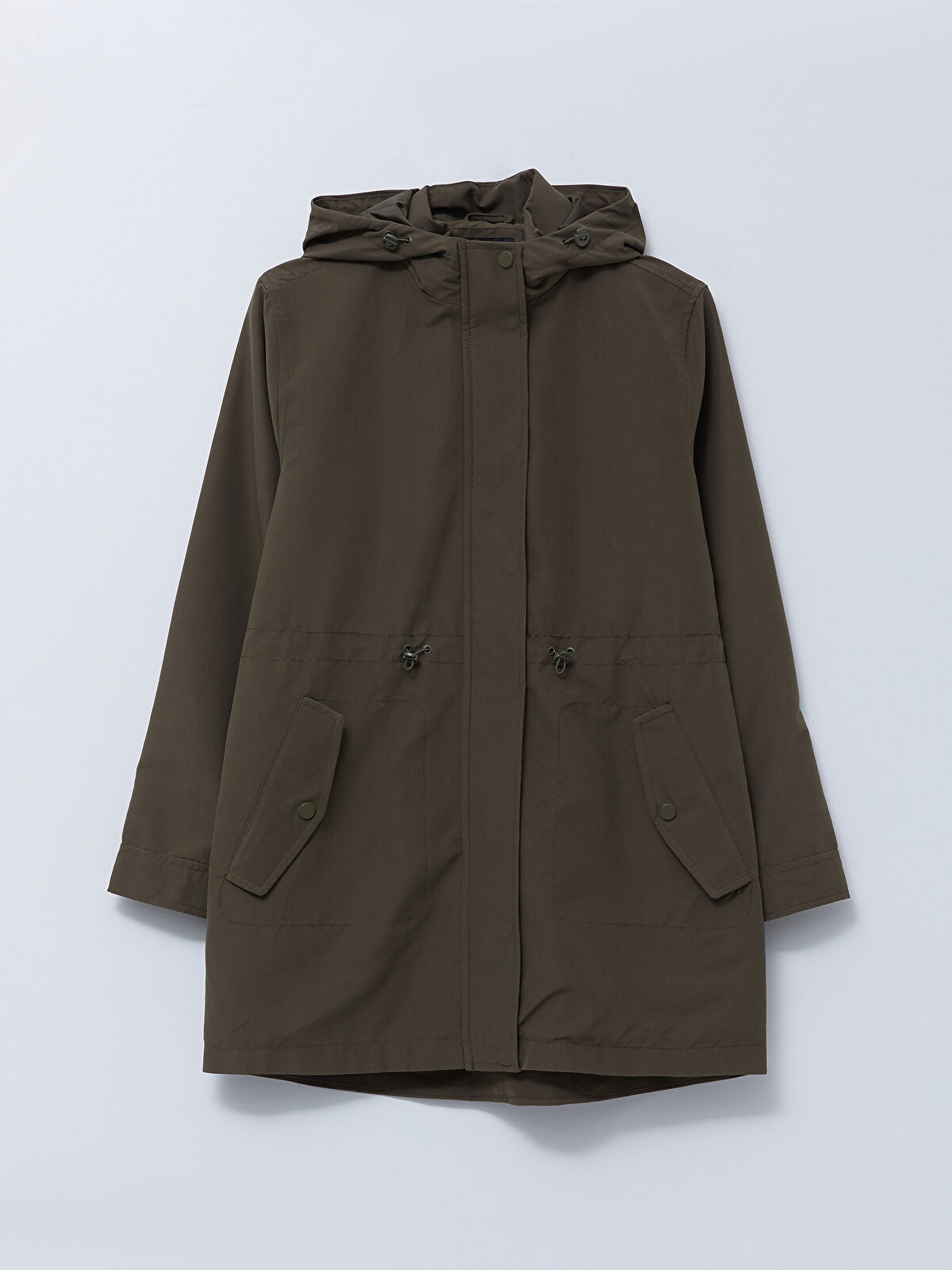 LCW CLASSIC Kapüşonlu Düz Uzun Kollu Oversize Kadın Mont