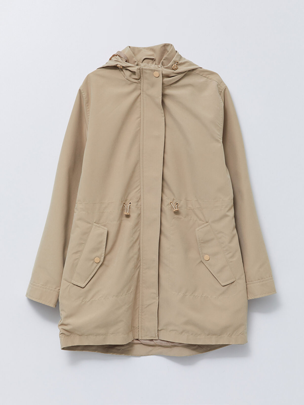 LCW CLASSIC Kapüşonlu Düz Uzun Kollu Oversize Kadın Mont