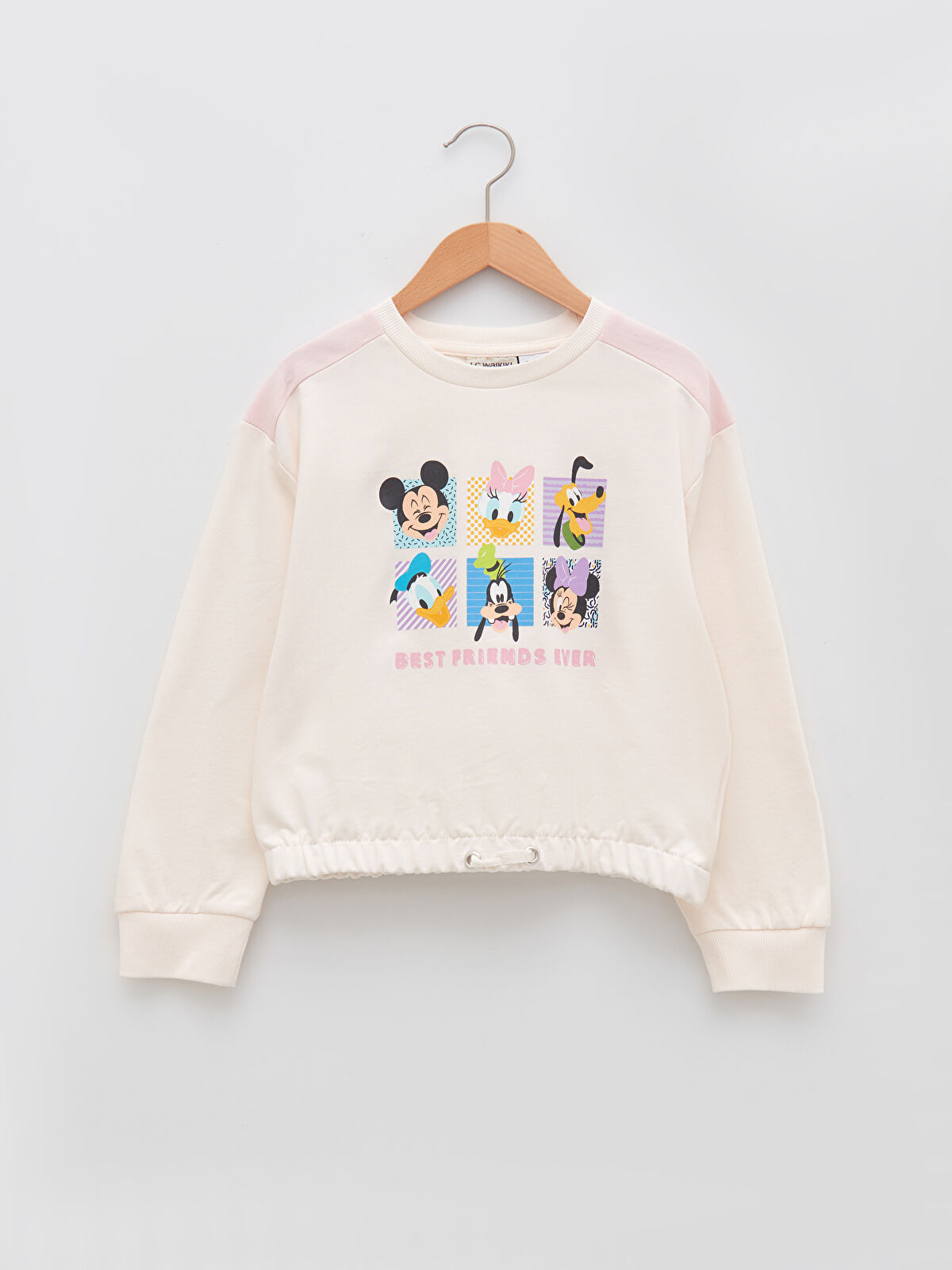 Bisiklet Yaka Disney Baskılı Uzun Kollu Kız Çocuk Sweatshirt