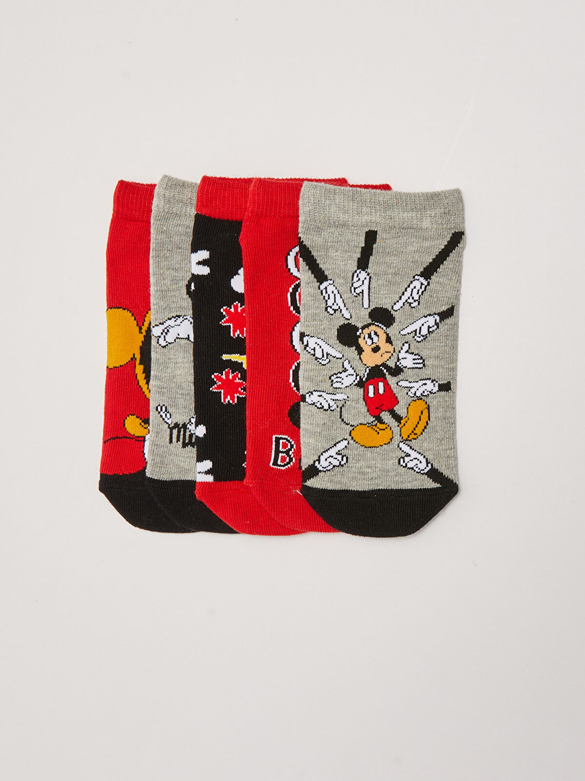 Mickey Mouse Desenli Erkek Çocuk Patik Çorap 5'li