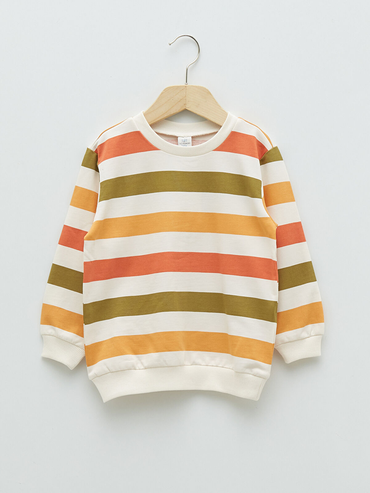 Bisiklet Yaka Uzun Kollu Çizgili Erkek Bebek Sweatshirt