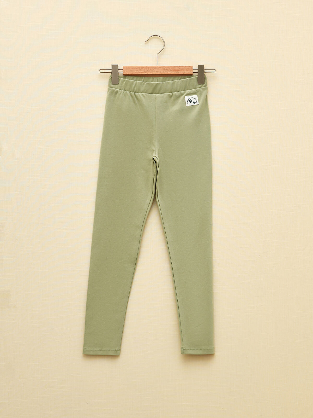 LCW GREEN Beli Lastikli Basic Pamuklu Kız Çocuk Tayt