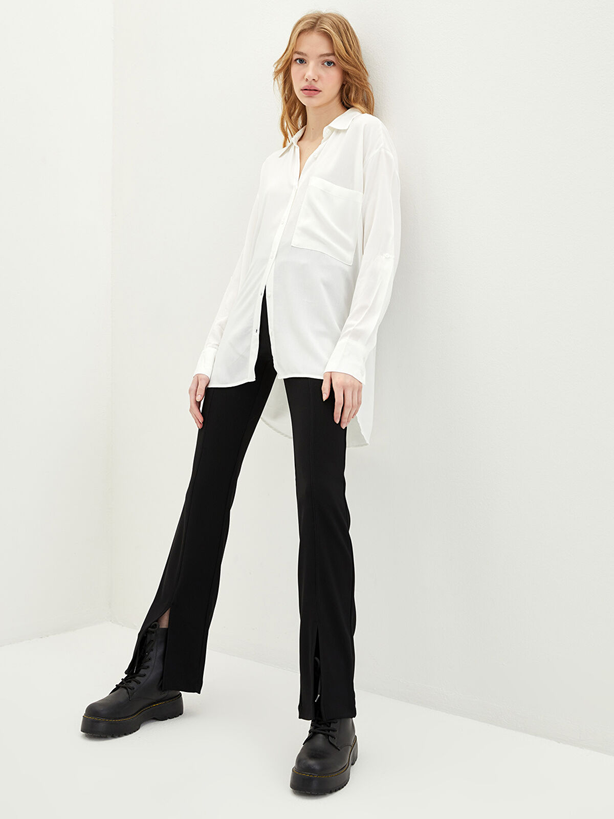 LCW CASUAL Normal Bel Slim Fit Düz Ottoman Kadın Pantolon