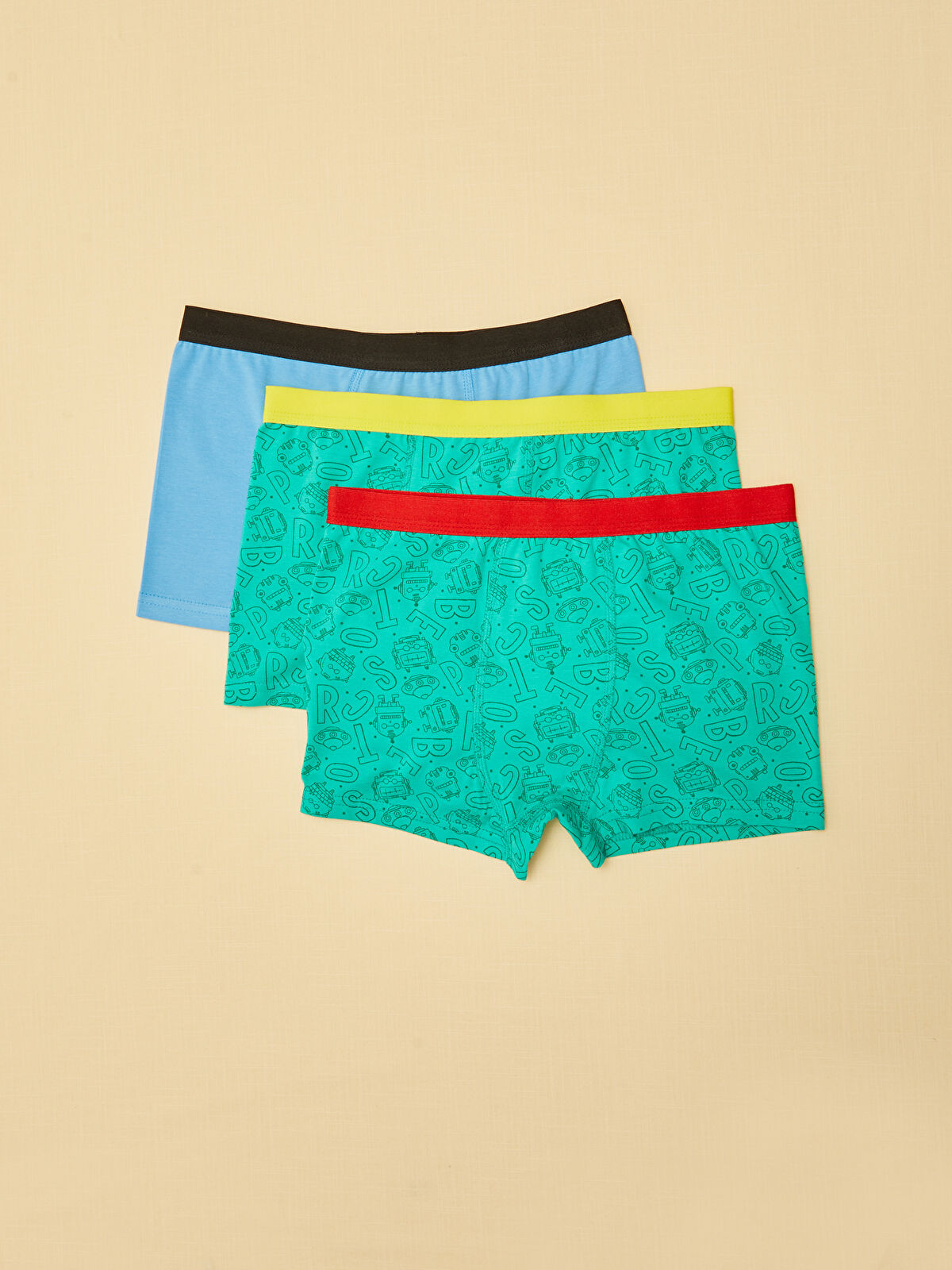 LCW GREEN Baskılı Organik Pamuklu Erkek Çocuk Boxer 3'lü