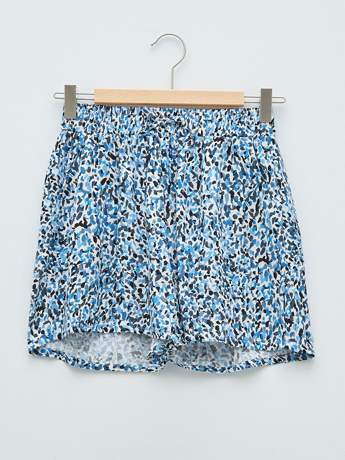 Beli Lastikli Desenli Viskon Kız Çocuk Şort