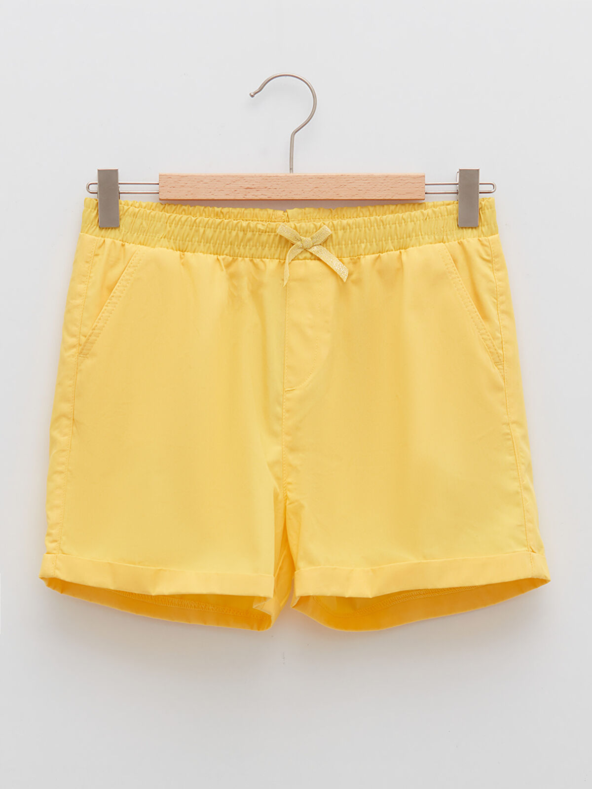 Beli Lastikli Basic Poplin Kız Çocuk Şort