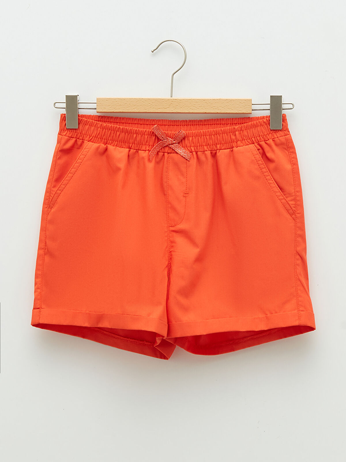 Beli Lastikli Basic Poplin Kız Çocuk Şort