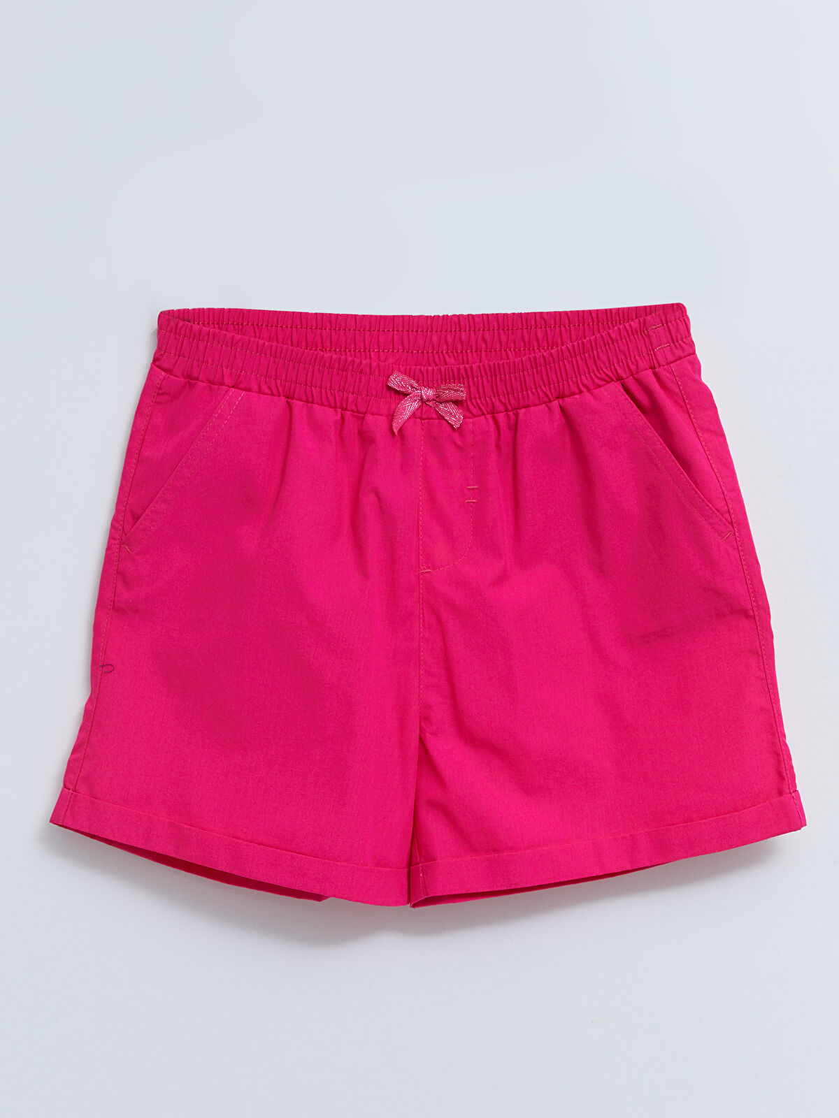 Beli Lastikli Basic Poplin Kız Çocuk Şort