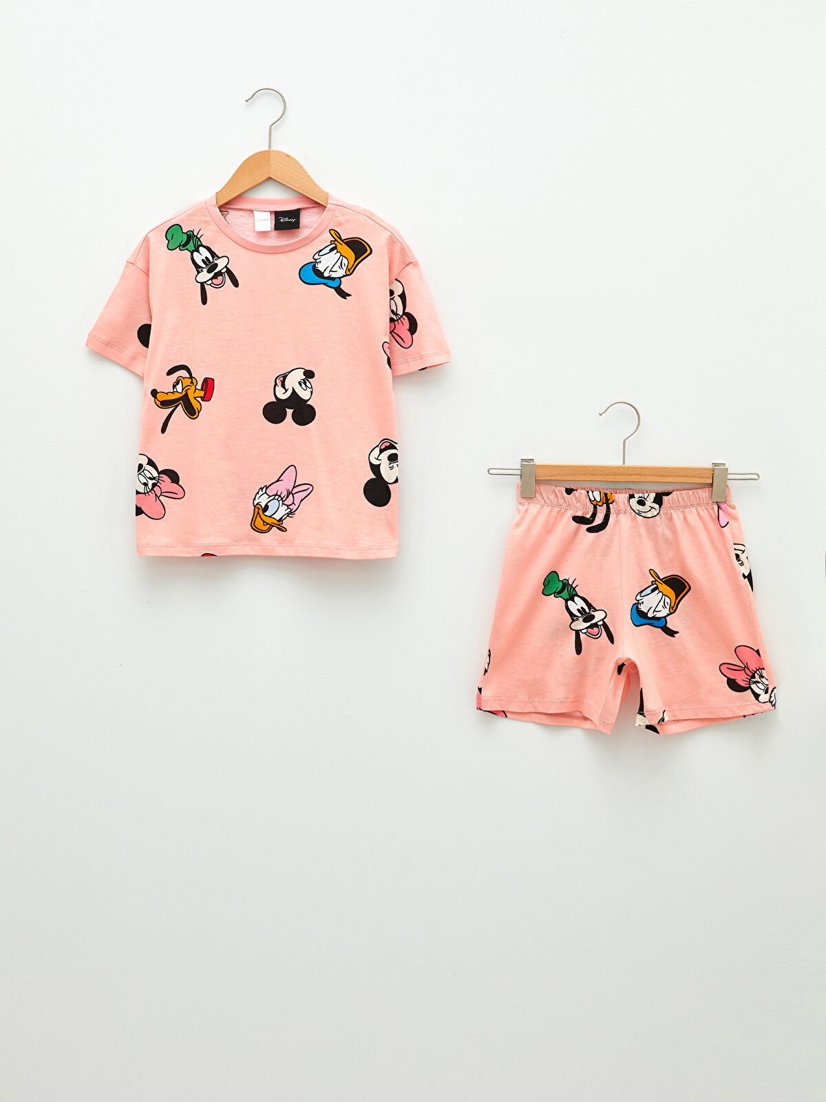 Bisiklet Yaka Disney Baskılı Kısa Kollu Kız Çocuk Pijama Takımı