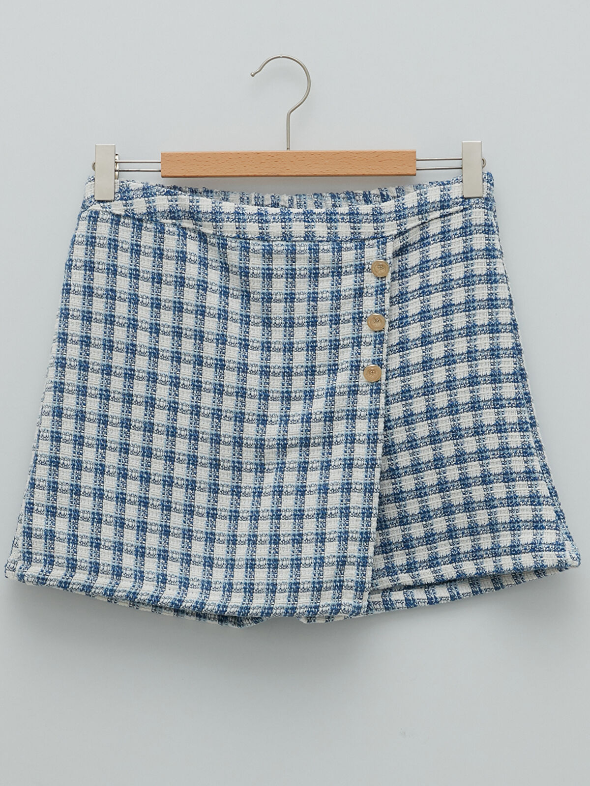 Ekose Gabardin Kız Çocuk Şort Etek