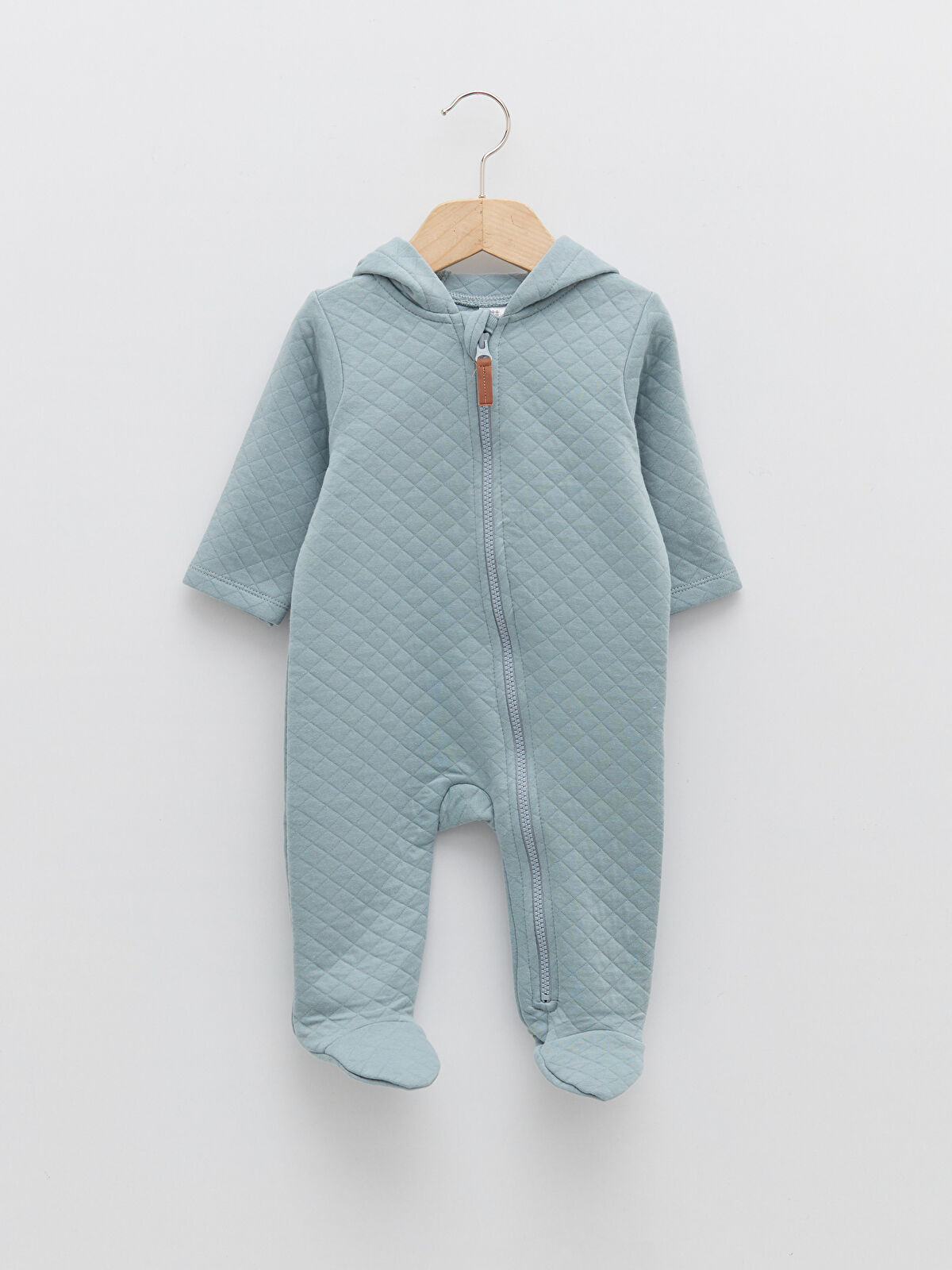 Kapüşonlu Uzun Kollu Erkek Bebek Fermuarlı Tulum