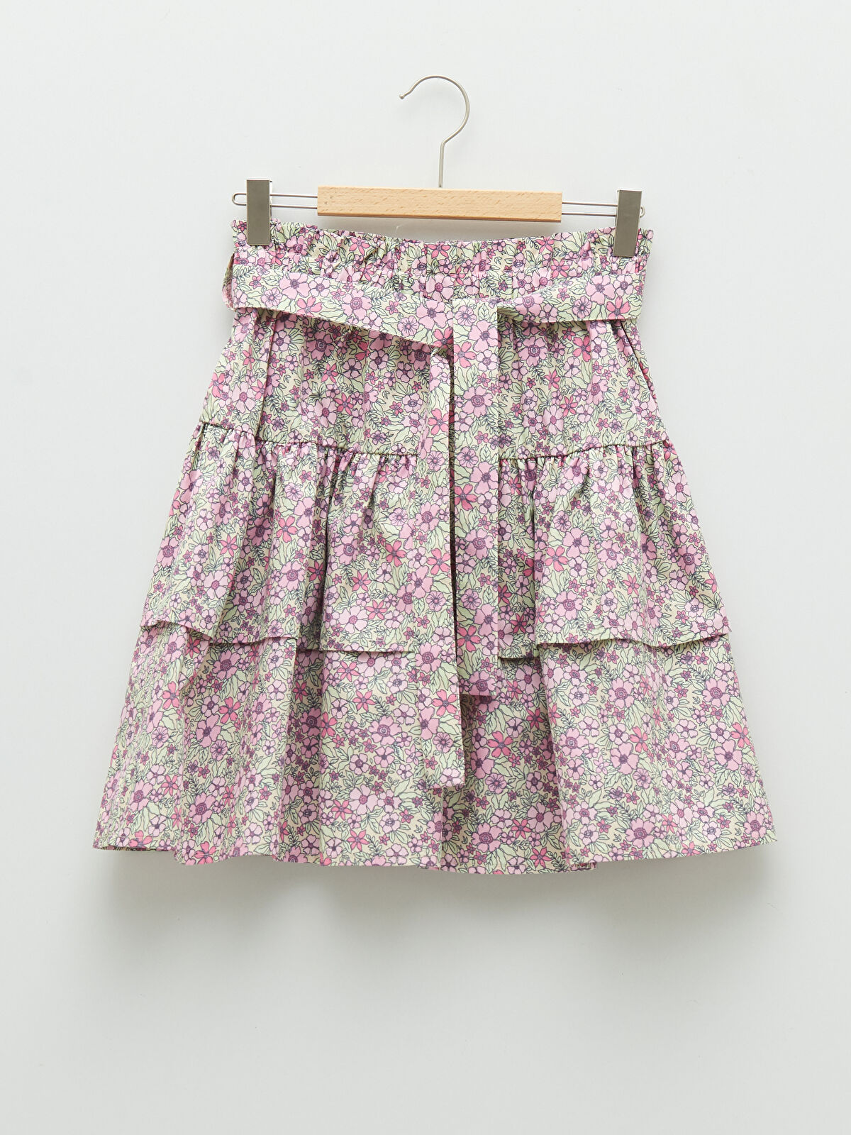 Beli Lastikli Desenli Poplin Kız Çocuk Etek