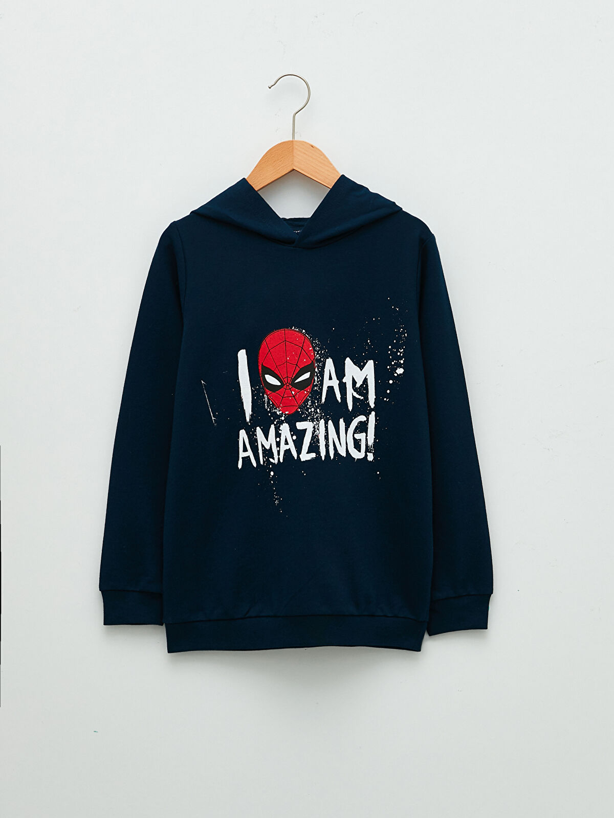 Kapüşonlu Spiderman Baskılı Uzun Kollu Erkek Çocuk Sweatshirt