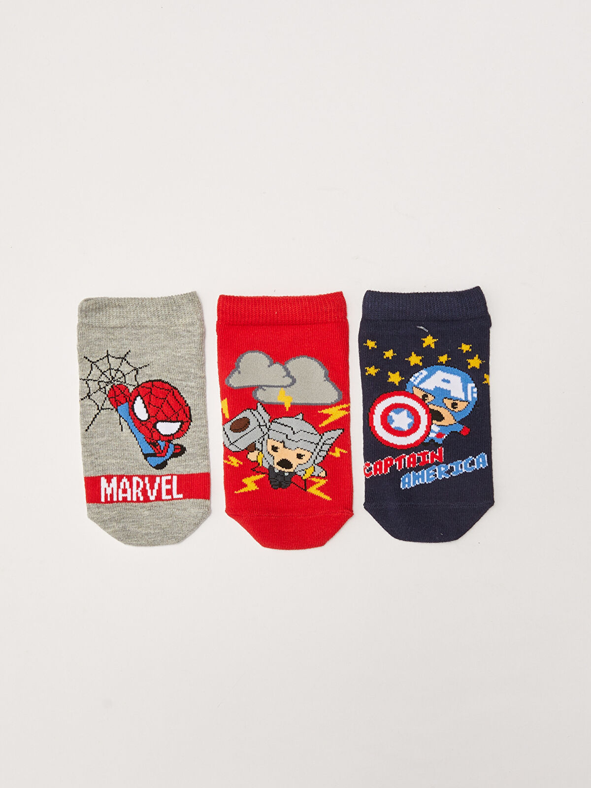 Marvel Desenli Erkek Çocuk Patik Çorap 3'lü