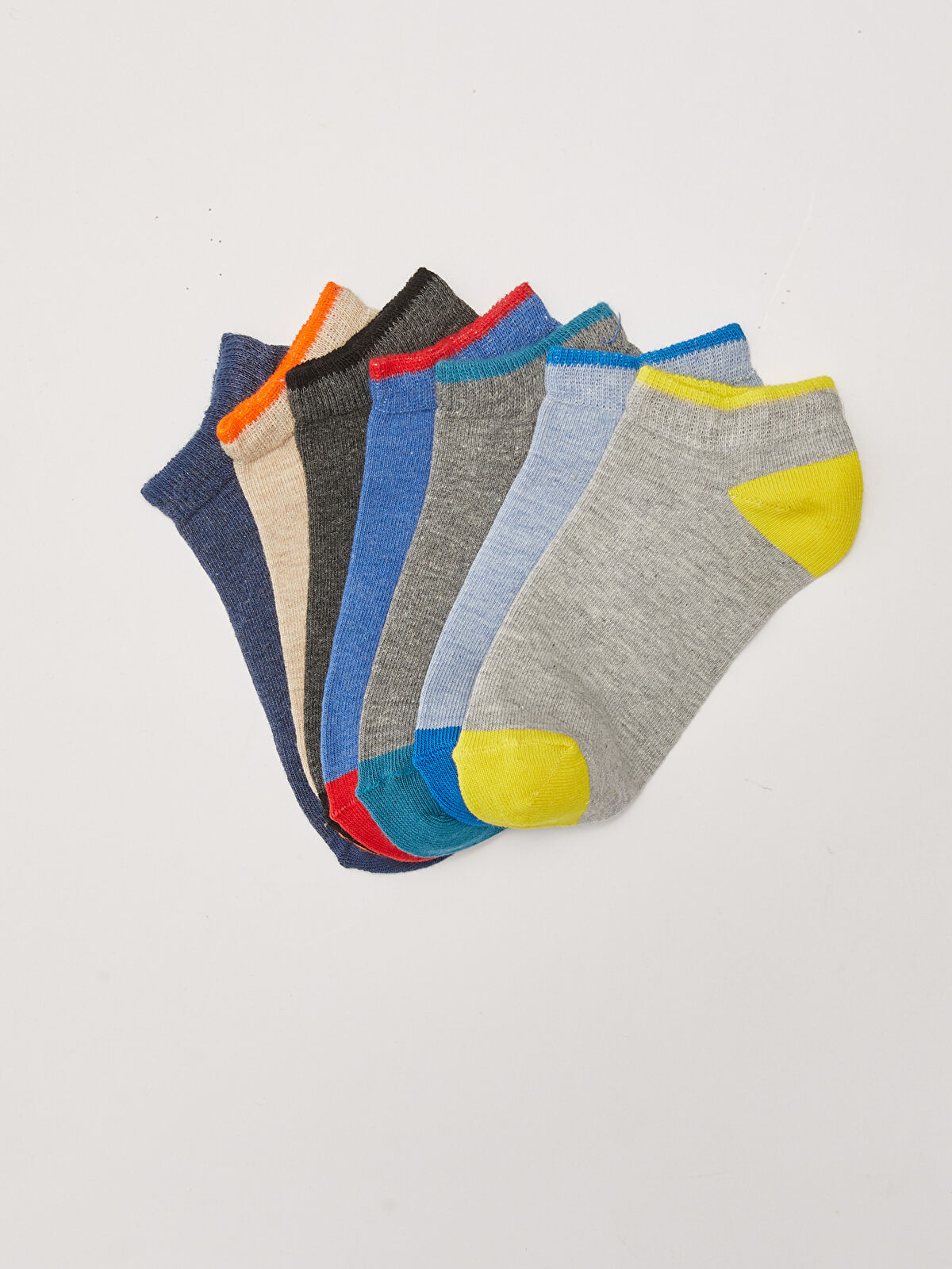 Renk Bloklu Erkek Çocuk Patik Çorap 7'li