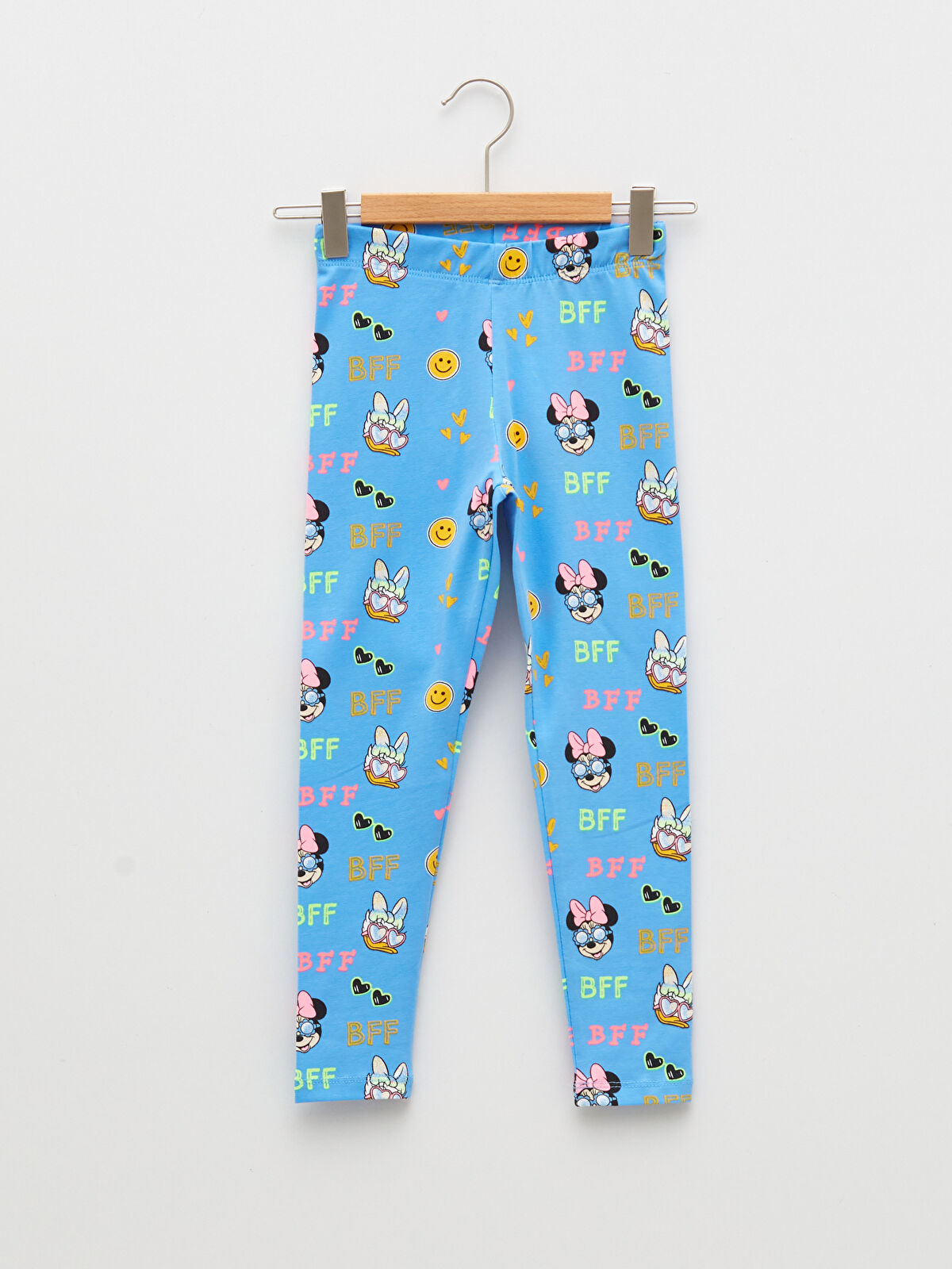 Beli Lastikli Minnie Mouse ve Daisy Duck Baskılı Pamuklu Kız Çocuk Uzun Tayt