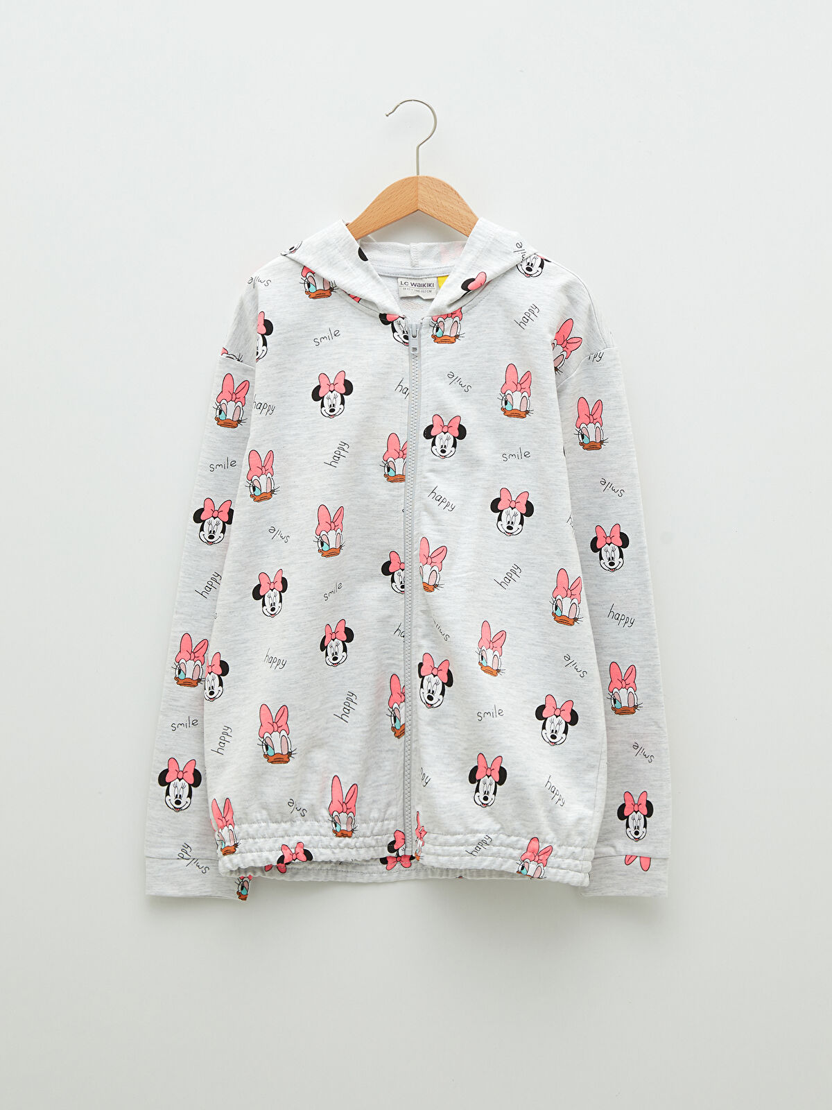 Kapüşonlu Minnie Mouse ve Daisy Duck Baskılı Uzun Kollu Kız Çocuk Fermuarlı Sweatshirt Kapüşonlu Minnie Mouse ve Daisy Duck Baskılı Uzun Kollu Kız Çocuk Fermuarlı Sweatshirt