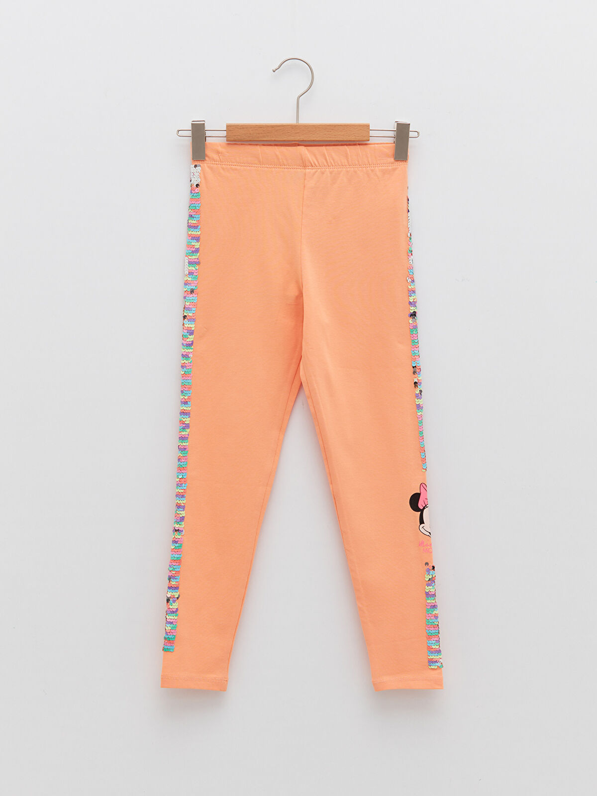 Beli Lastikli Minnie Mouse Baskılı Pamuklu Kız Çocuk Uzun Tayt