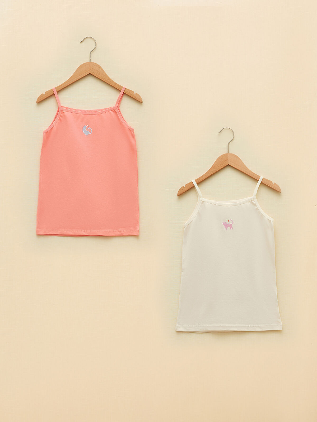 LCW GREEN Kare Yaka Baskılı Askılı Organik Pamuklu Kız Çocuk Atlet 2'li