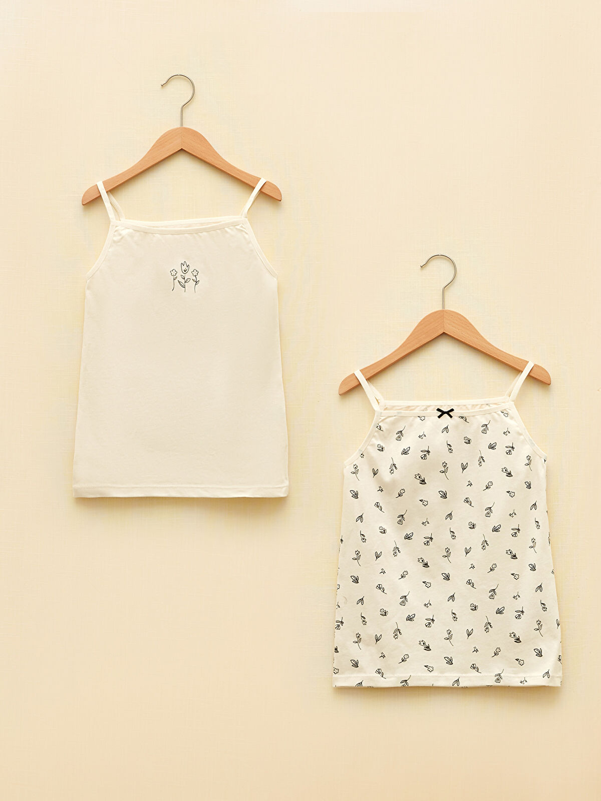 LCW GREEN Kare Yaka Baskılı Askılı Organik Pamuklu Kız Çocuk Atlet 2'li