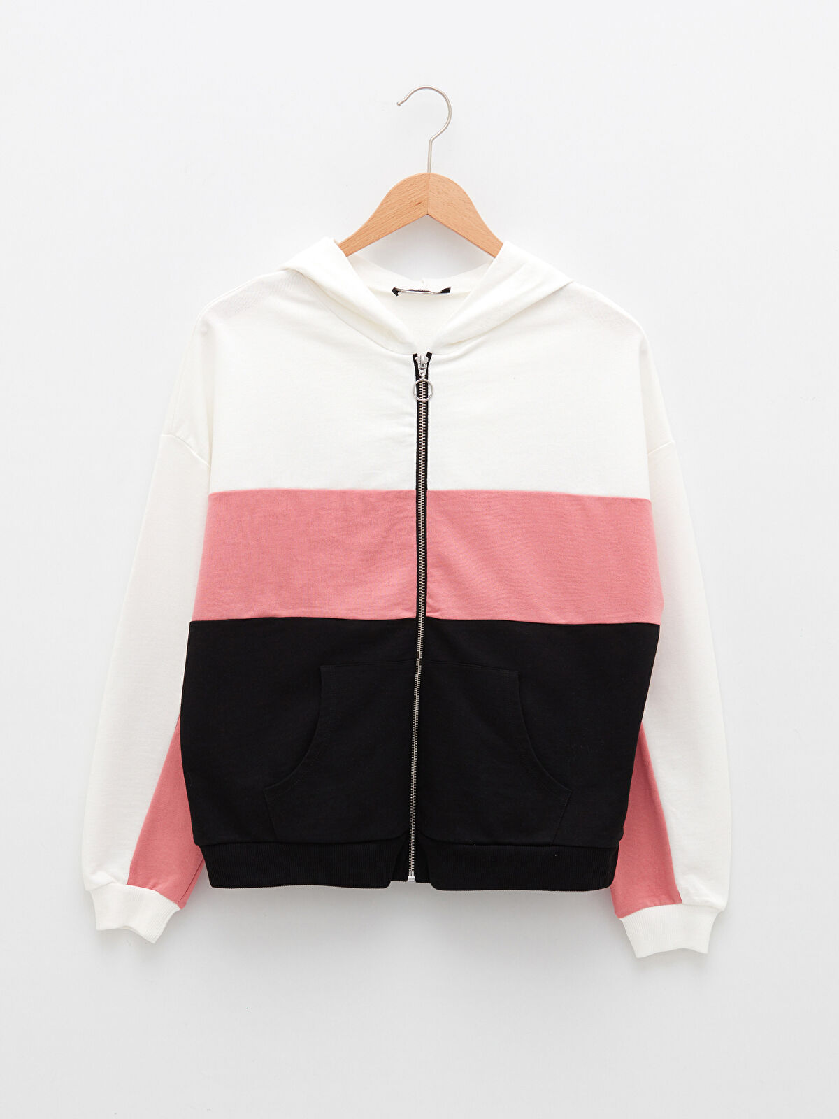 LCW CASUAL Kapüşonlu Renk Bloklu Uzun Kollu Kadın Spor Hırka