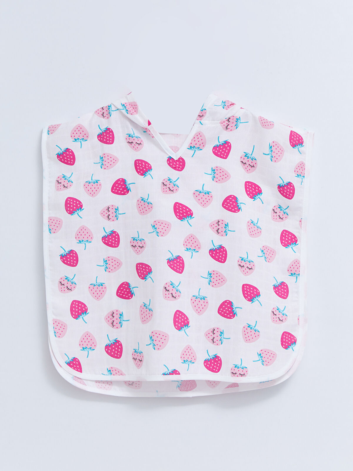 Kapüşonlu Baskılı Kız Bebek Panço Bornoz