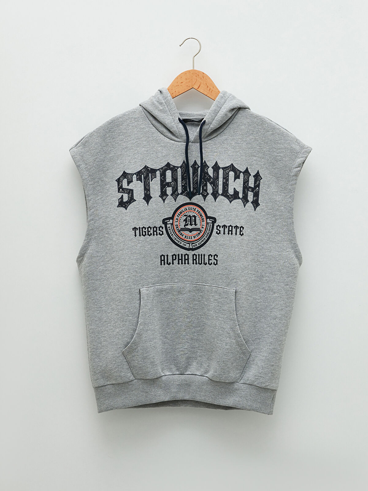 LCW CASUAL Oversize Kapüşonlu Kolsuz Baskılı Erkek Sweatshirt