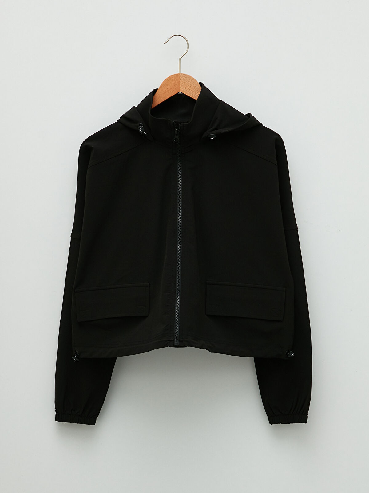 Kapüşonlu Düz Uzun Kollu Kadın Outdoor Yağmurluk