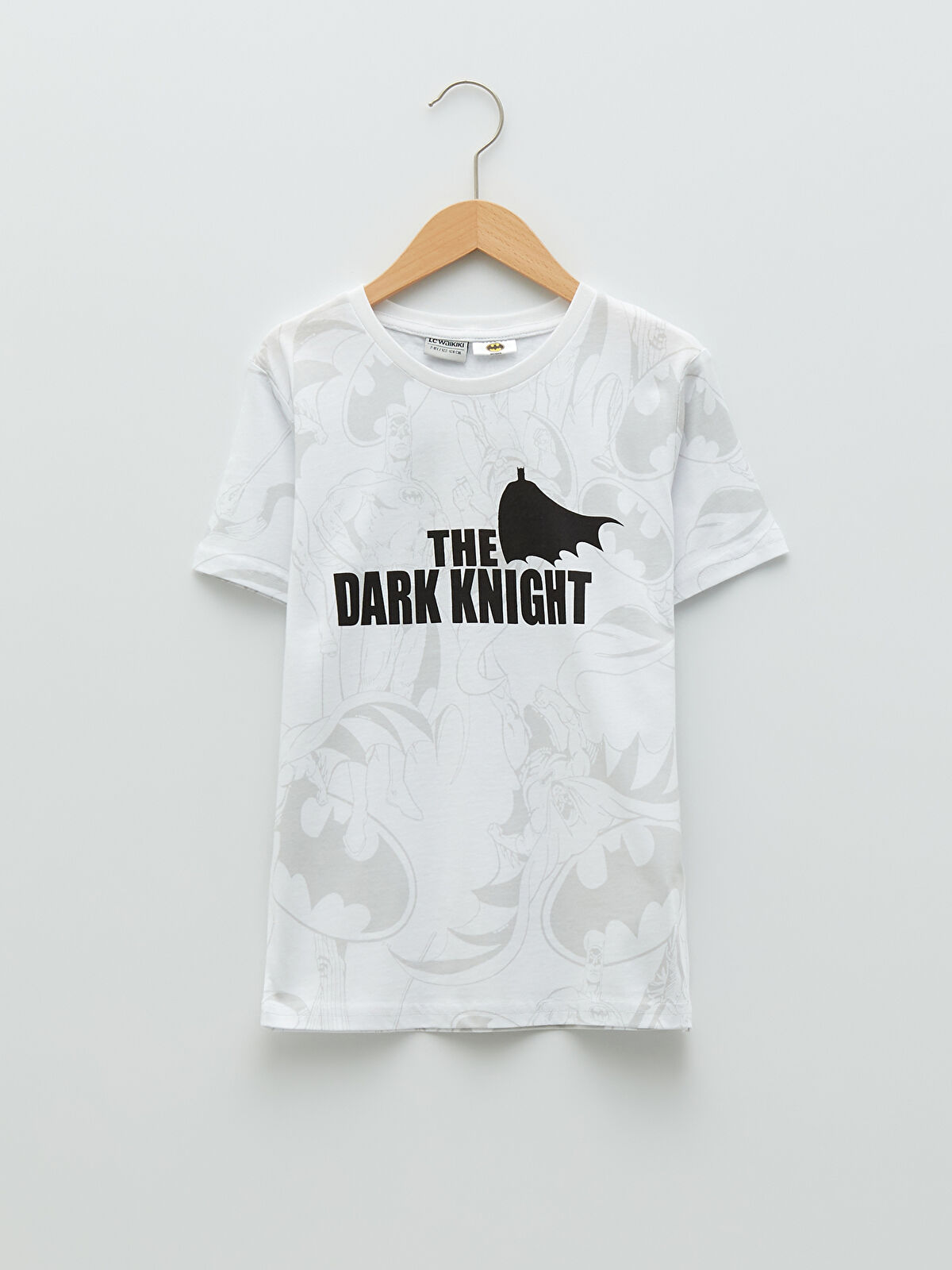 Bisiklet Yaka Batman Baskılı Kısa Kollu Pamuklu Erkek Çocuk Tişört