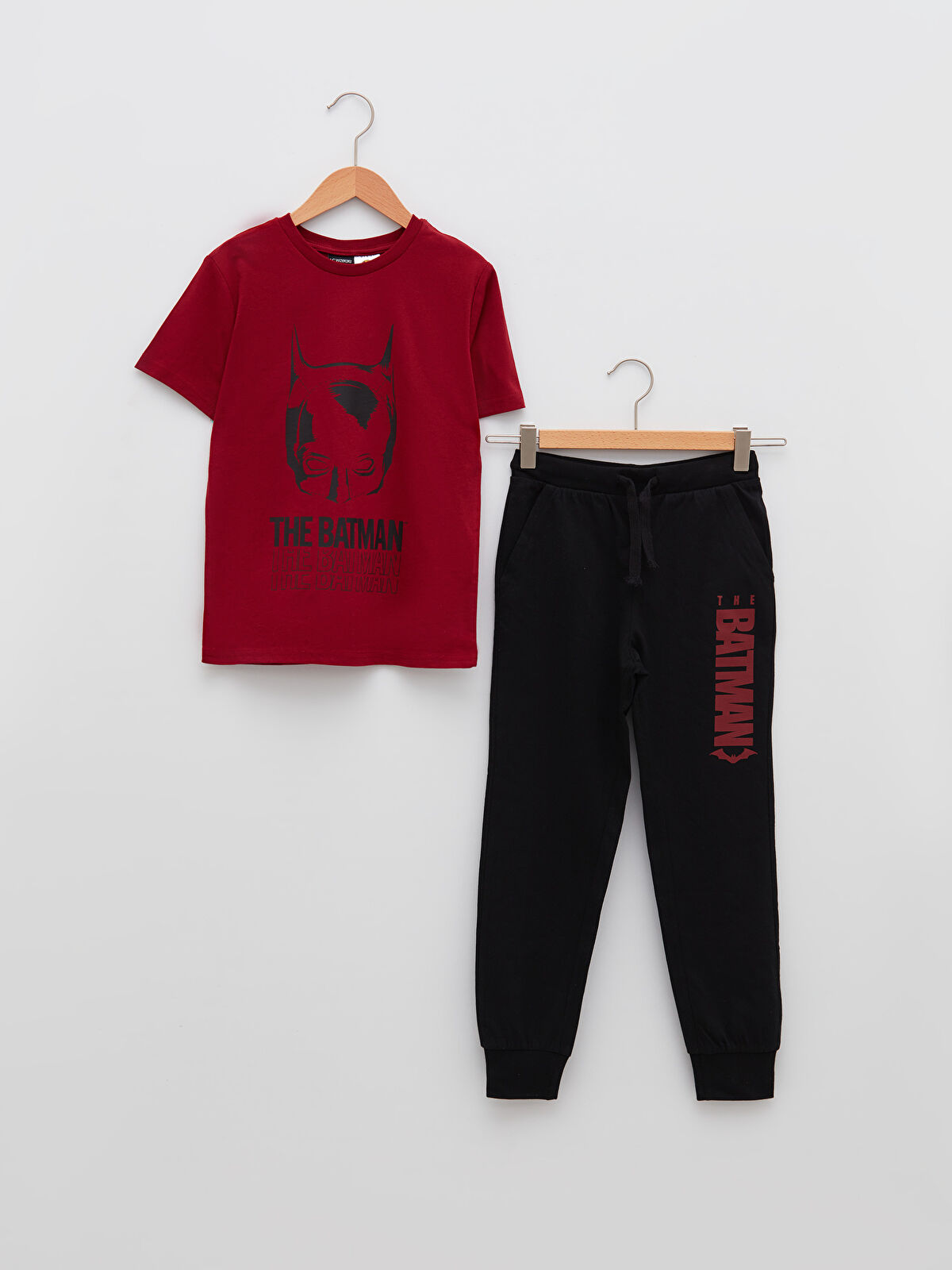 Bisiklet Yaka Batman Baskılı Kısa Kollu Erkek Çocuk Tişört ve Eşofman Alt