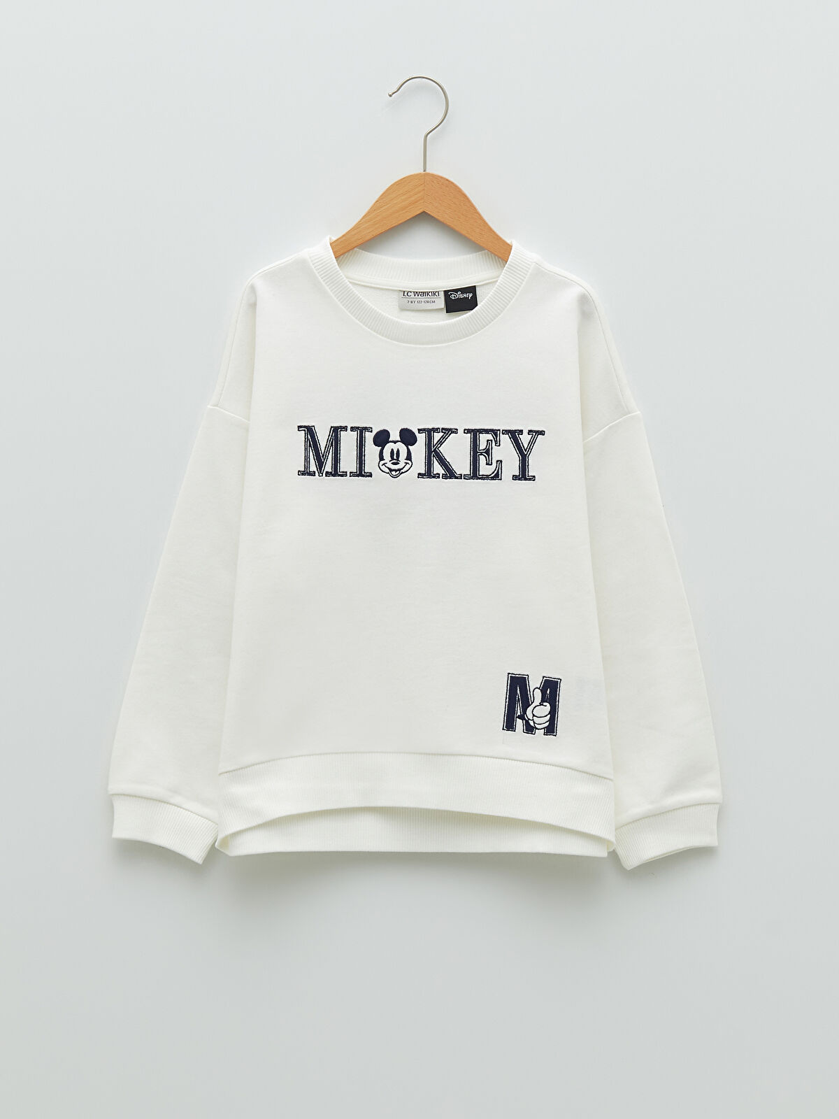 Bisiklet Yaka Mickey Mouse Nakışlı Uzun Kollu Kız Çocuk Sweatshirt