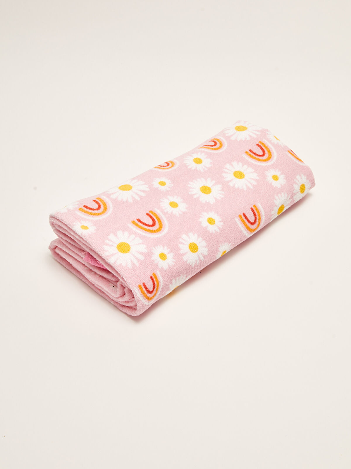 Çiçek Desenli Kız Çocuk Kadife Plaj Havlusu