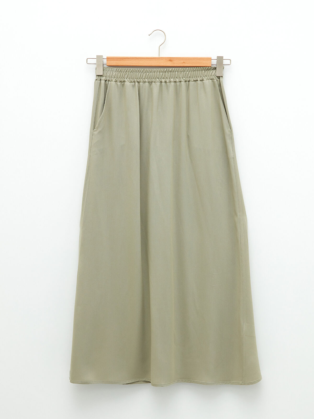 LCW GRACE Beli Lastikli Düz Cep Detaylı Viskon Kadın Etek