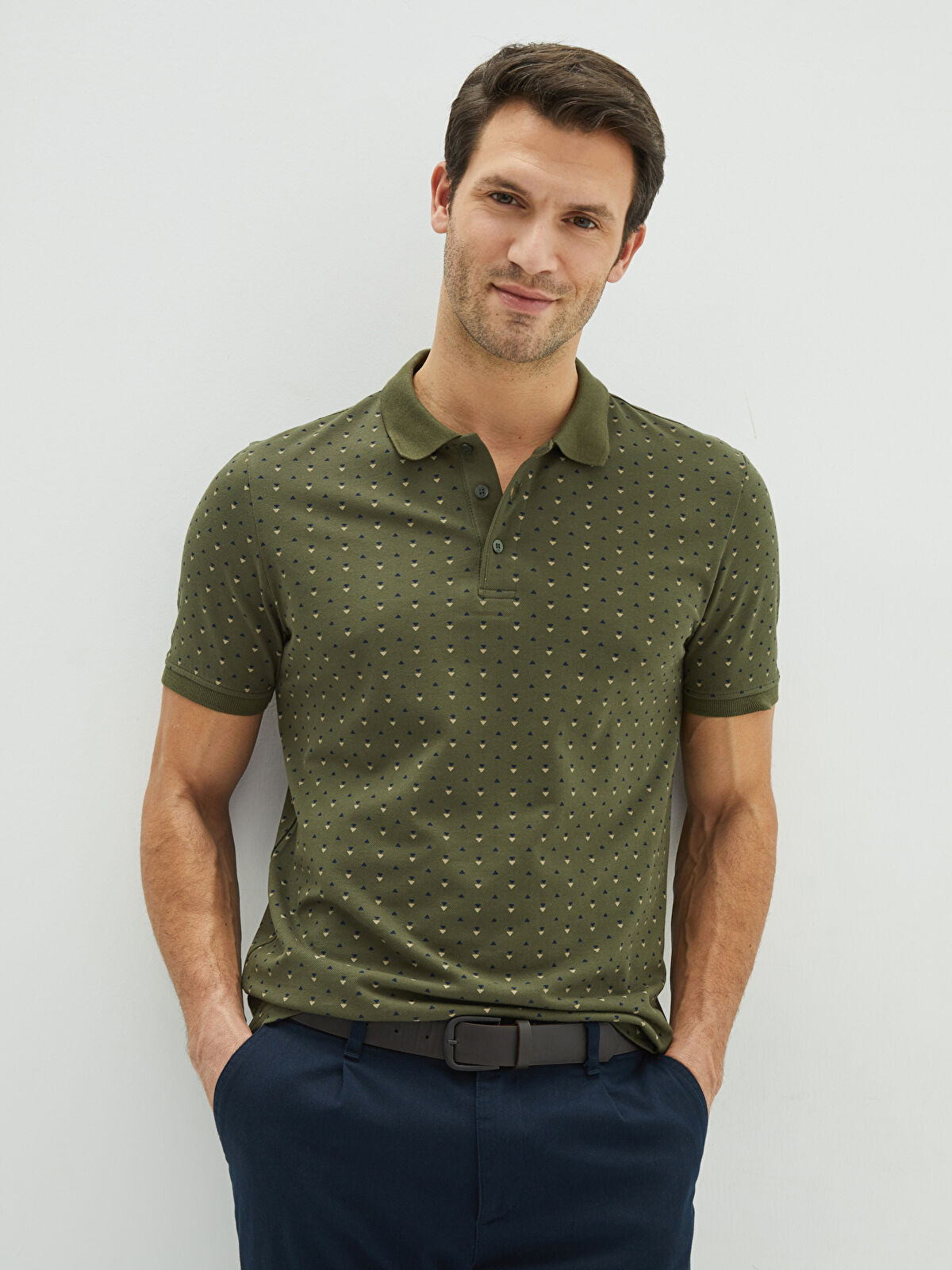 LCW CLASSIC Polo Yaka Kısa Kollu Desenli Erkek Tişört