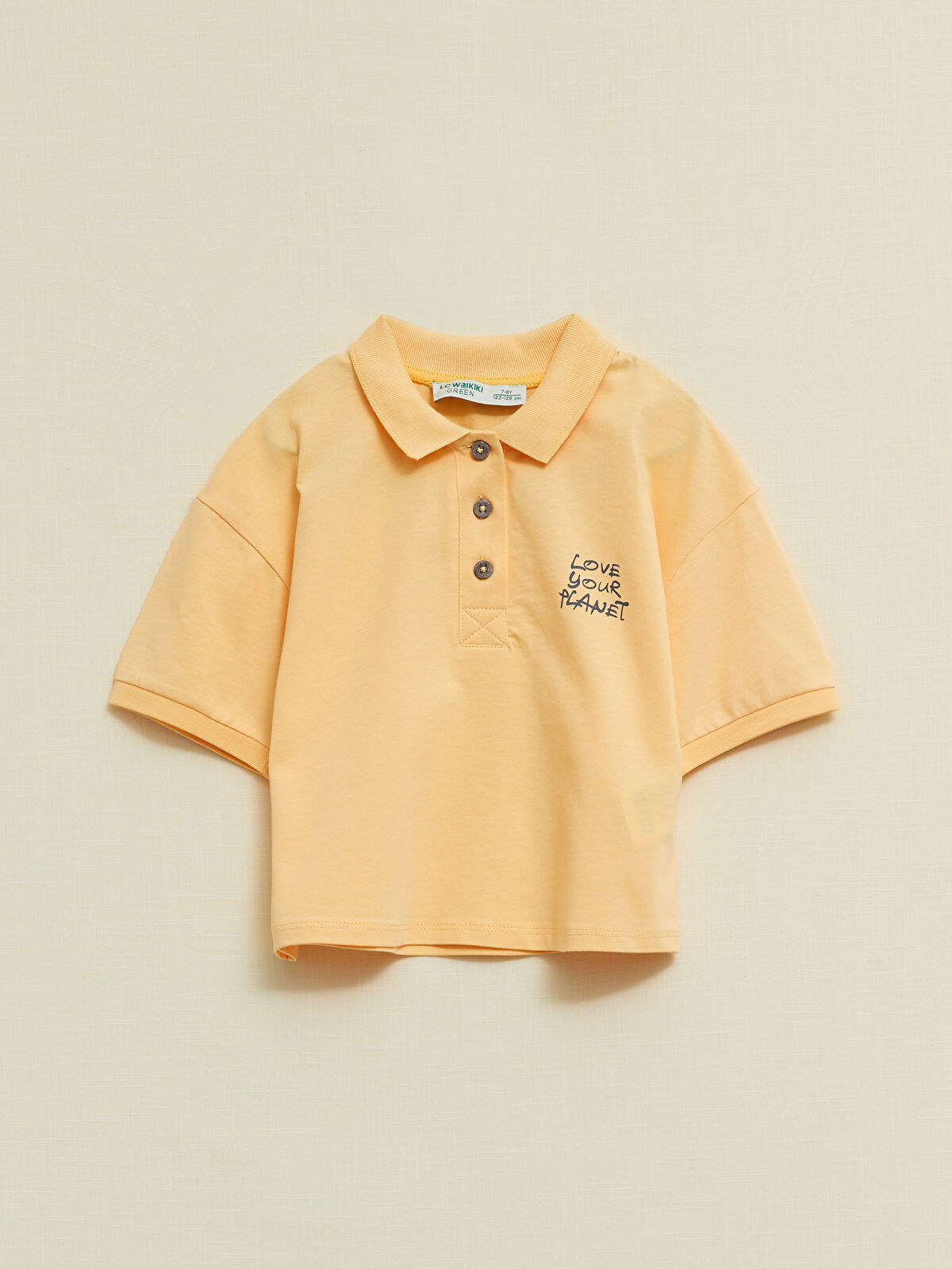 LCW GREEN Polo Yaka Baskılı Kısa Kollu Organik Pamuklu Kız Çocuk Tişört