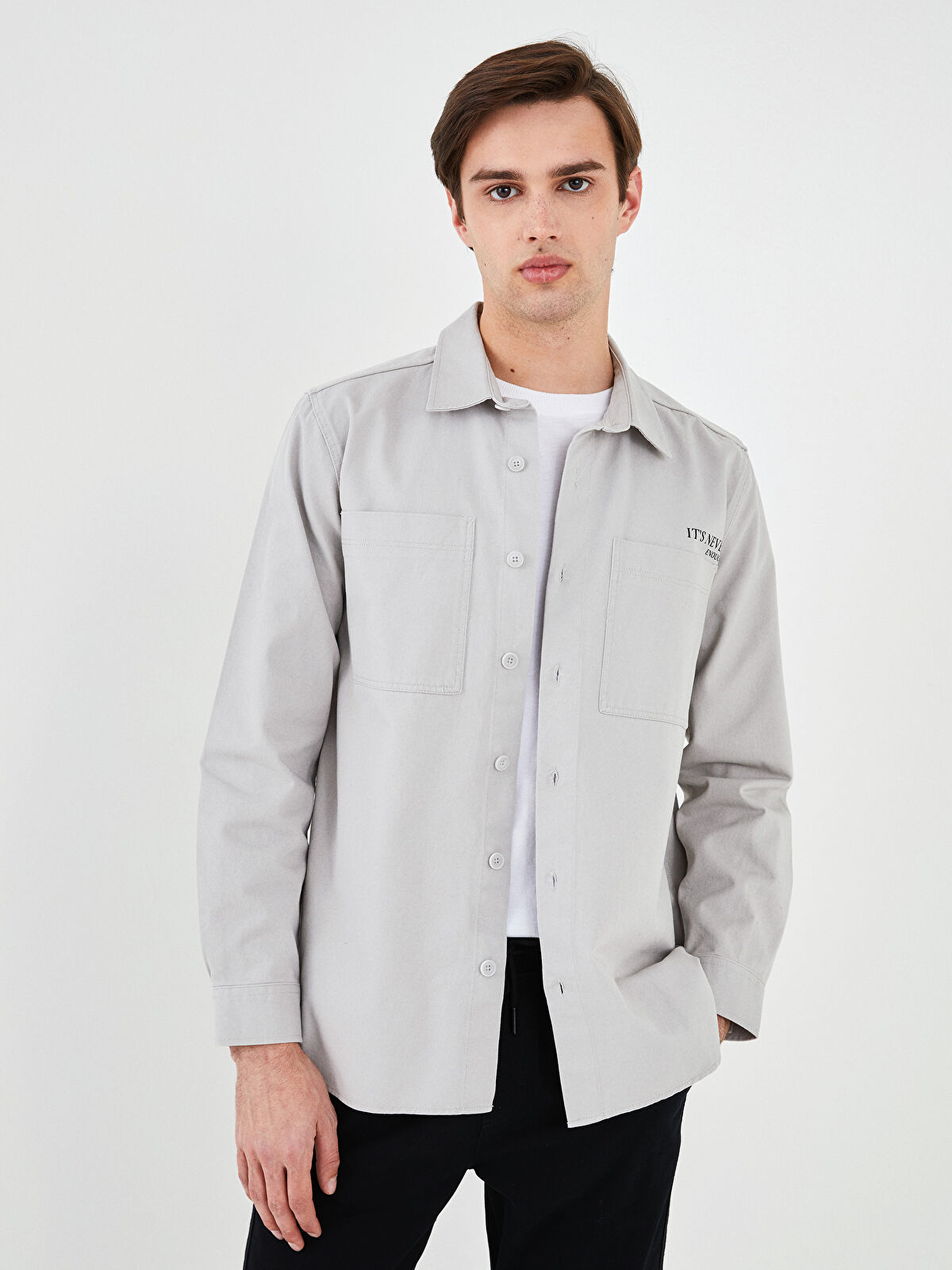 LCW CASUAL Regular Fit Uzun Kollu Oxford Erkek Gömlek Ceket