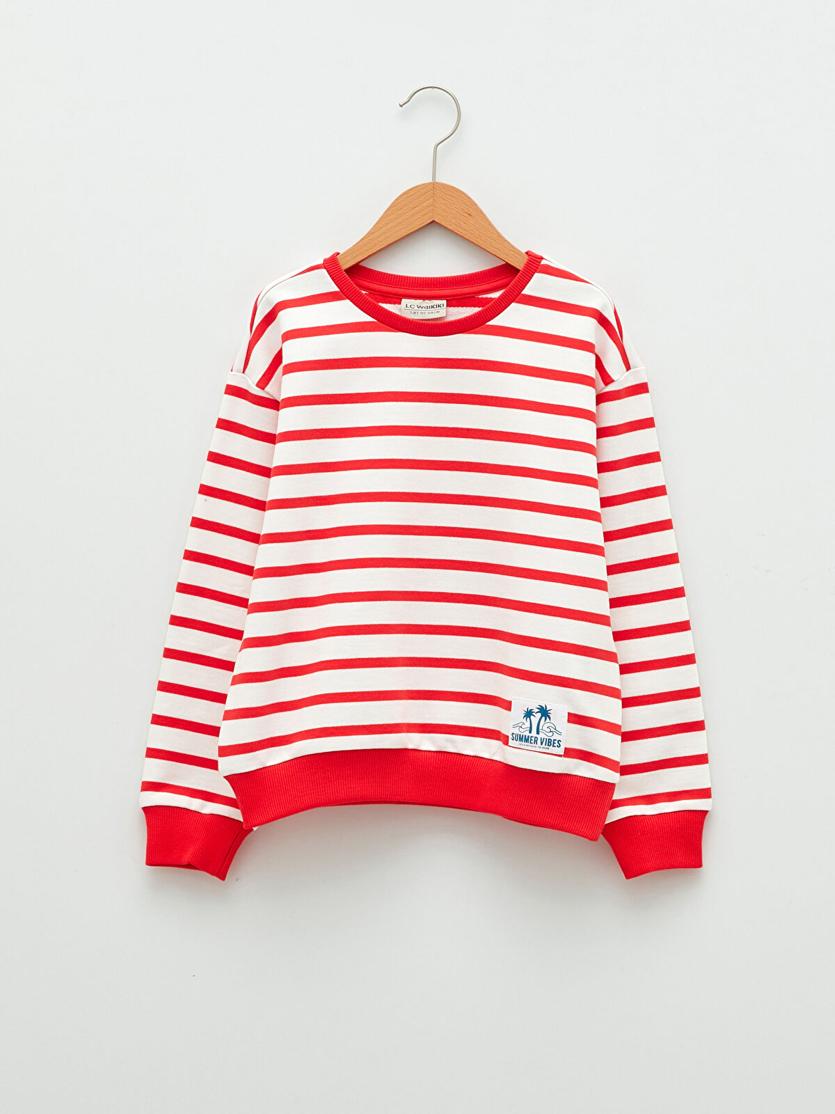 Bisiklet Yaka Çizgili Uzun Kollu Kız Çocuk Sweatshirt