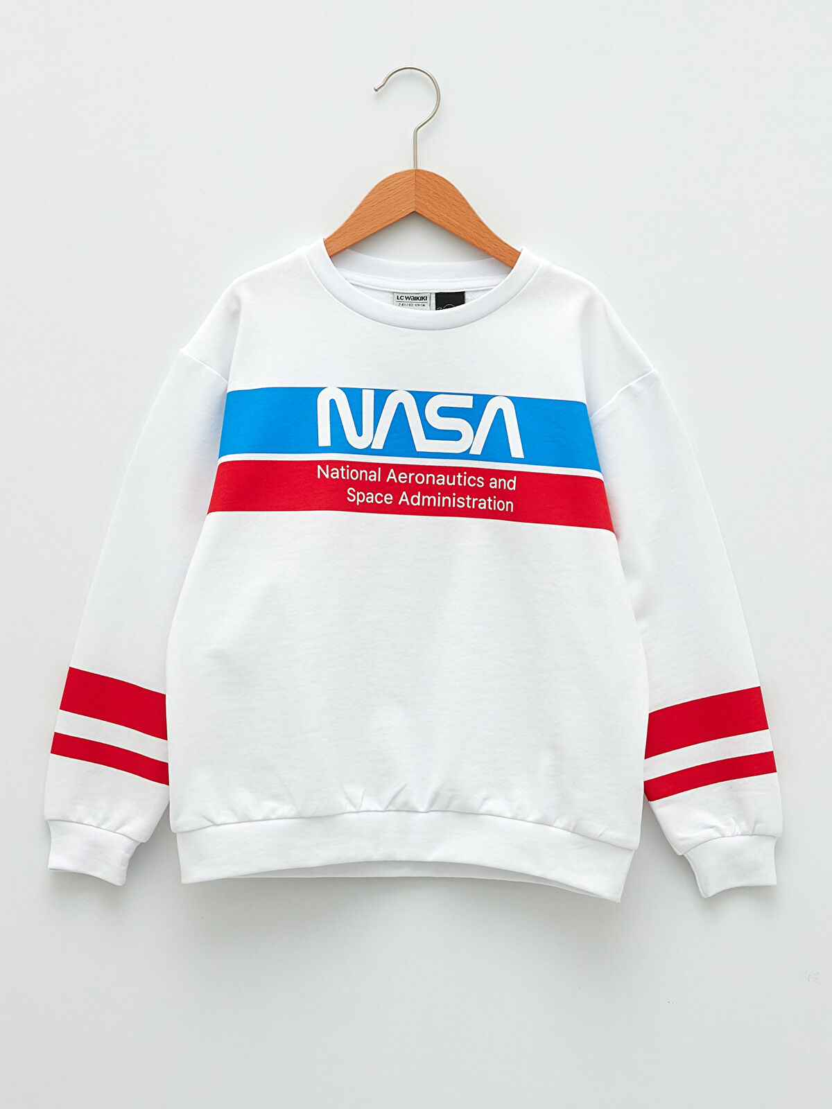 Bisiklet Yaka Nasa Baskılı Uzun Kollu Erkek Çocuk Sweatshirt