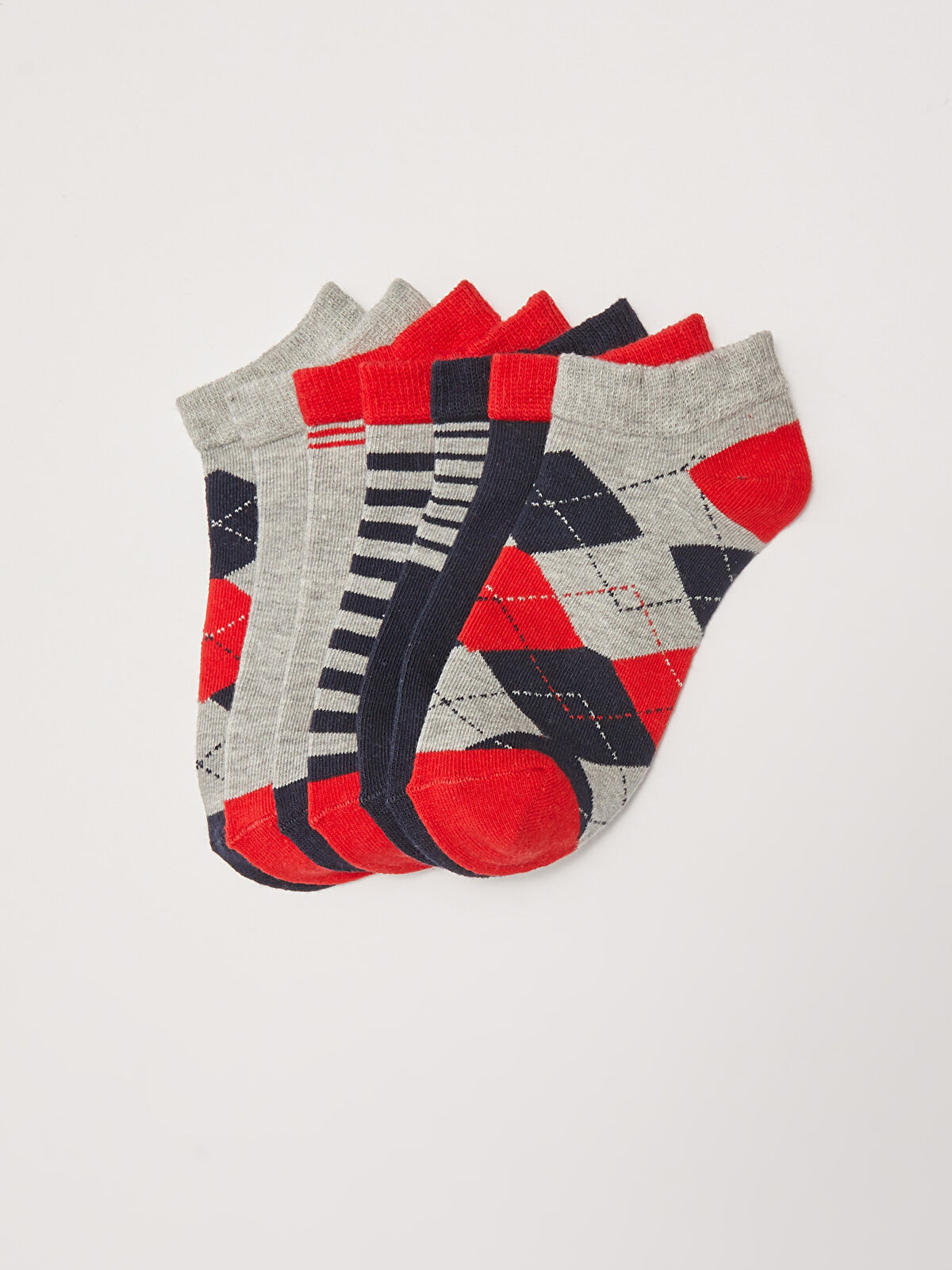 Baklava Desenli Erkek Çocuk Patik Çorap 7'li