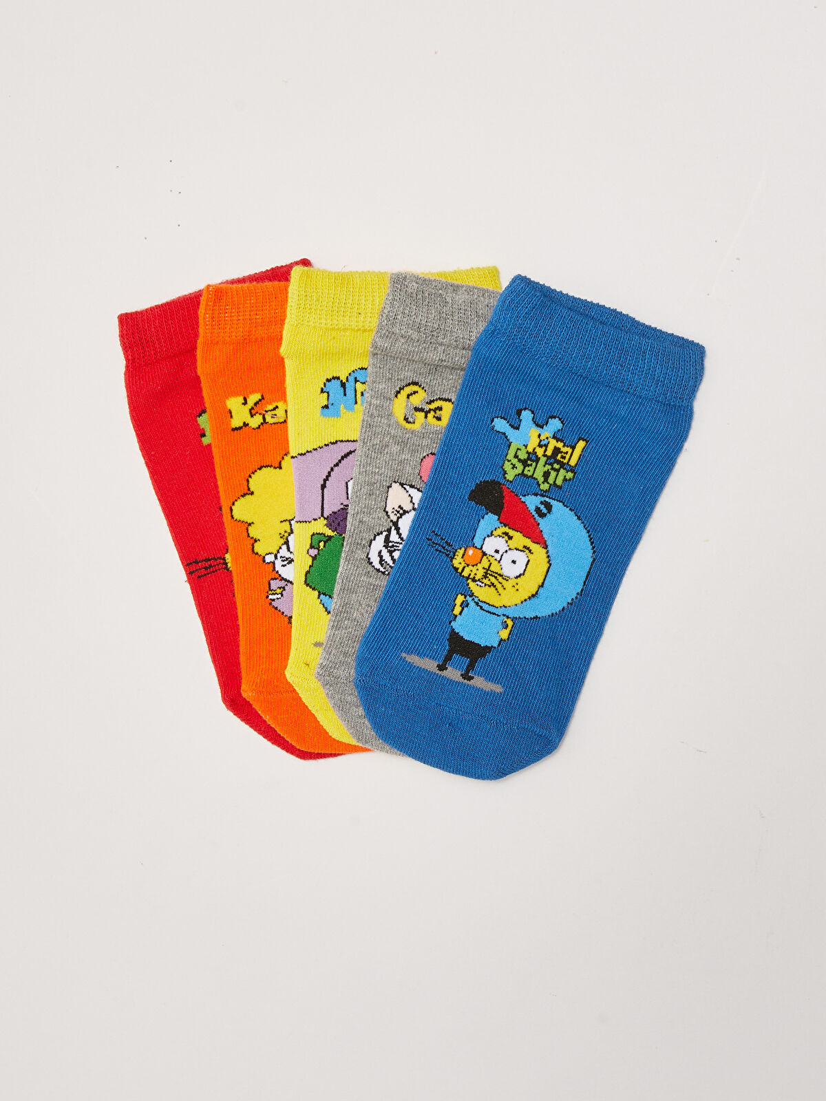 Kral Şakir Desenli Erkek Çocuk Patik Çorap 5'li