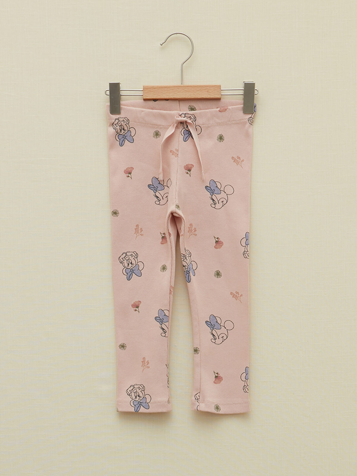 LCW GREEN Beli Lastikli Minnie Mouse Baskılı Organik Pamuklu Kız Bebek Tayt