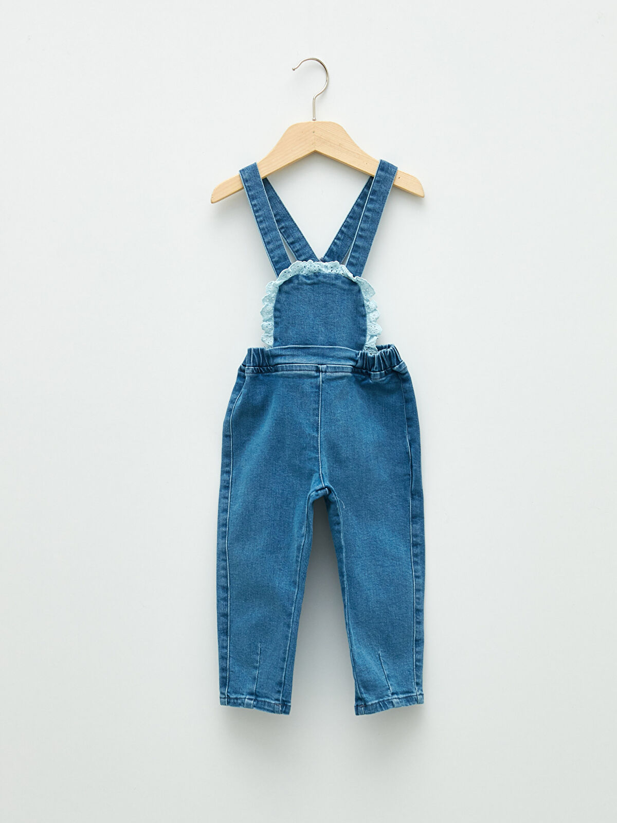 Askılı Basic Pamuklu Kız Bebek Jean Salopet