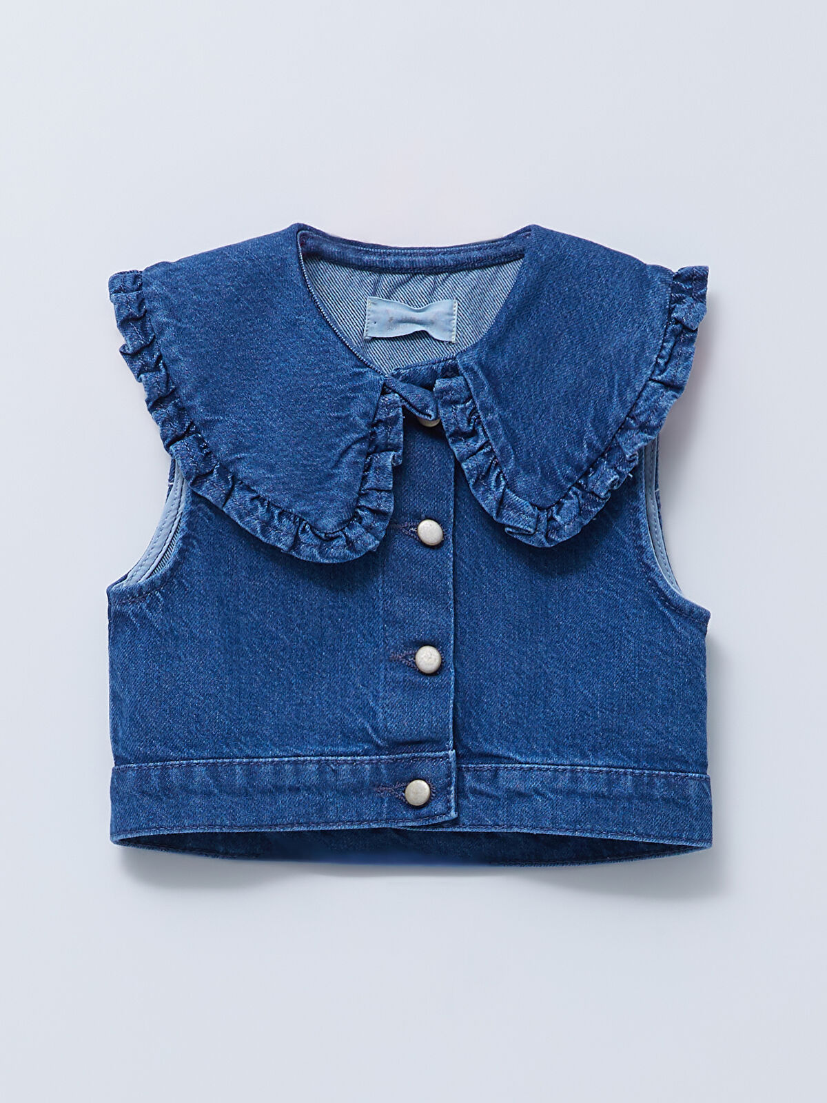 Bebe Yaka Basic Kız Bebek Jean Yelek Bebe Yaka Basic Kız Bebek Jean Yelek