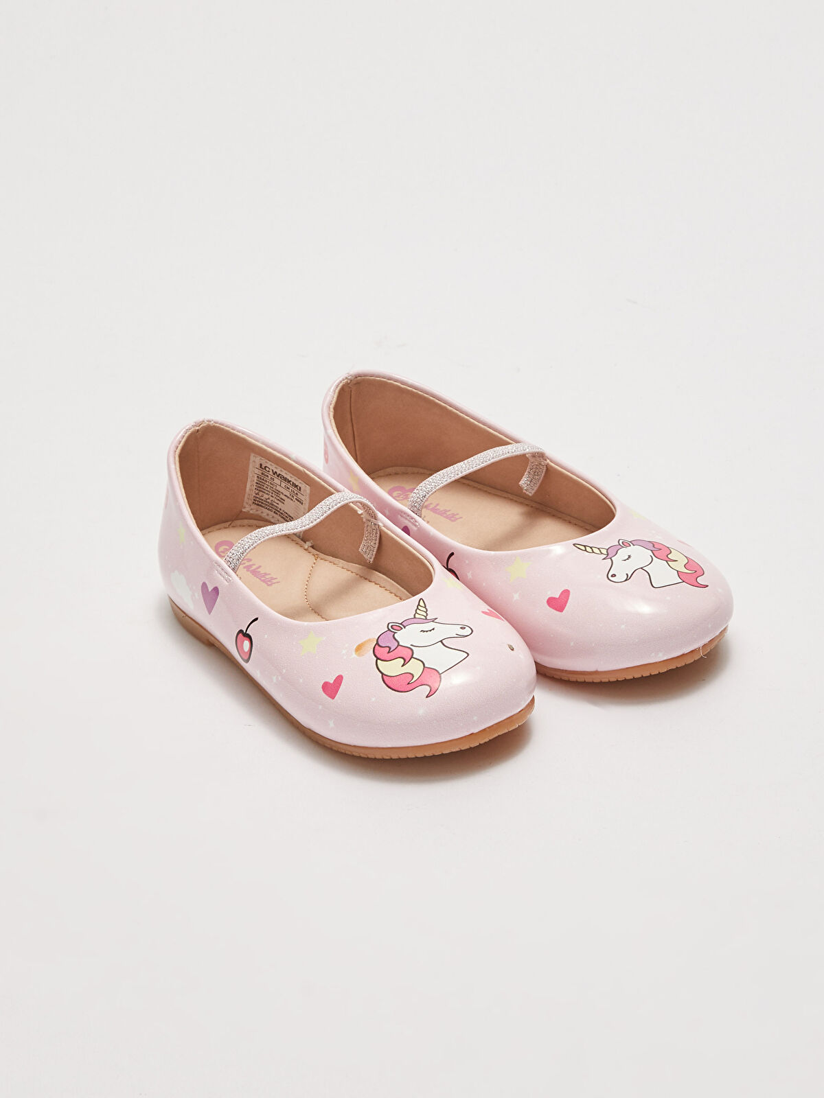 Deri Görünümlü Baskılı Lastikli Kız Bebek Ayakkabı